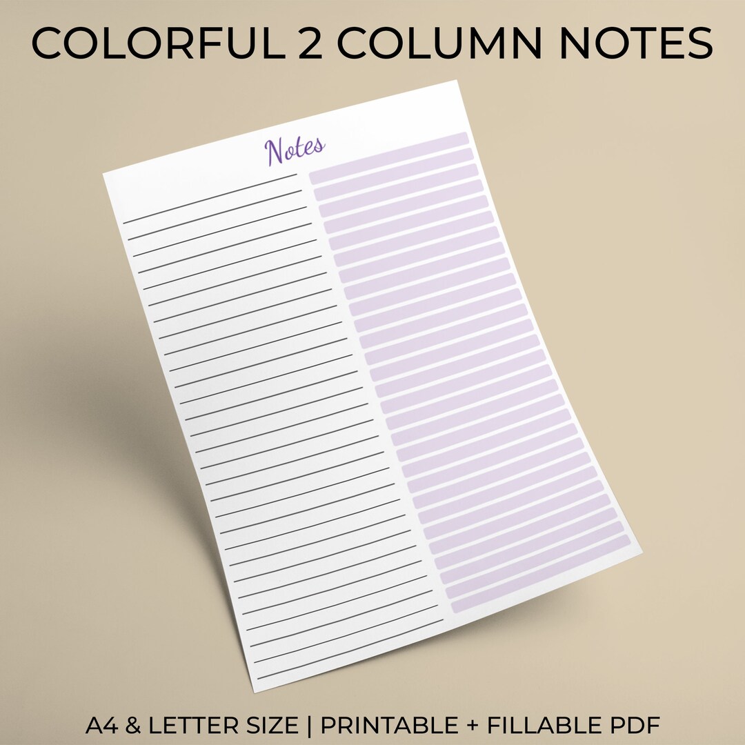 Column Notes Colorful Column Notes SIMPLE 2-column Note - Etsy