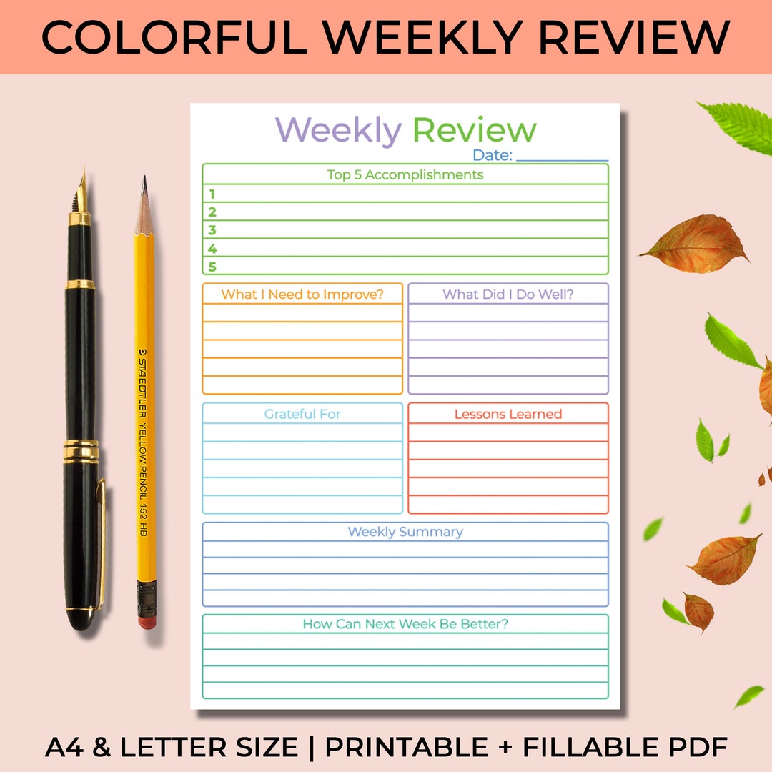 Weekly Review Weekly Review Printable Weekly Reflection Weekly ...