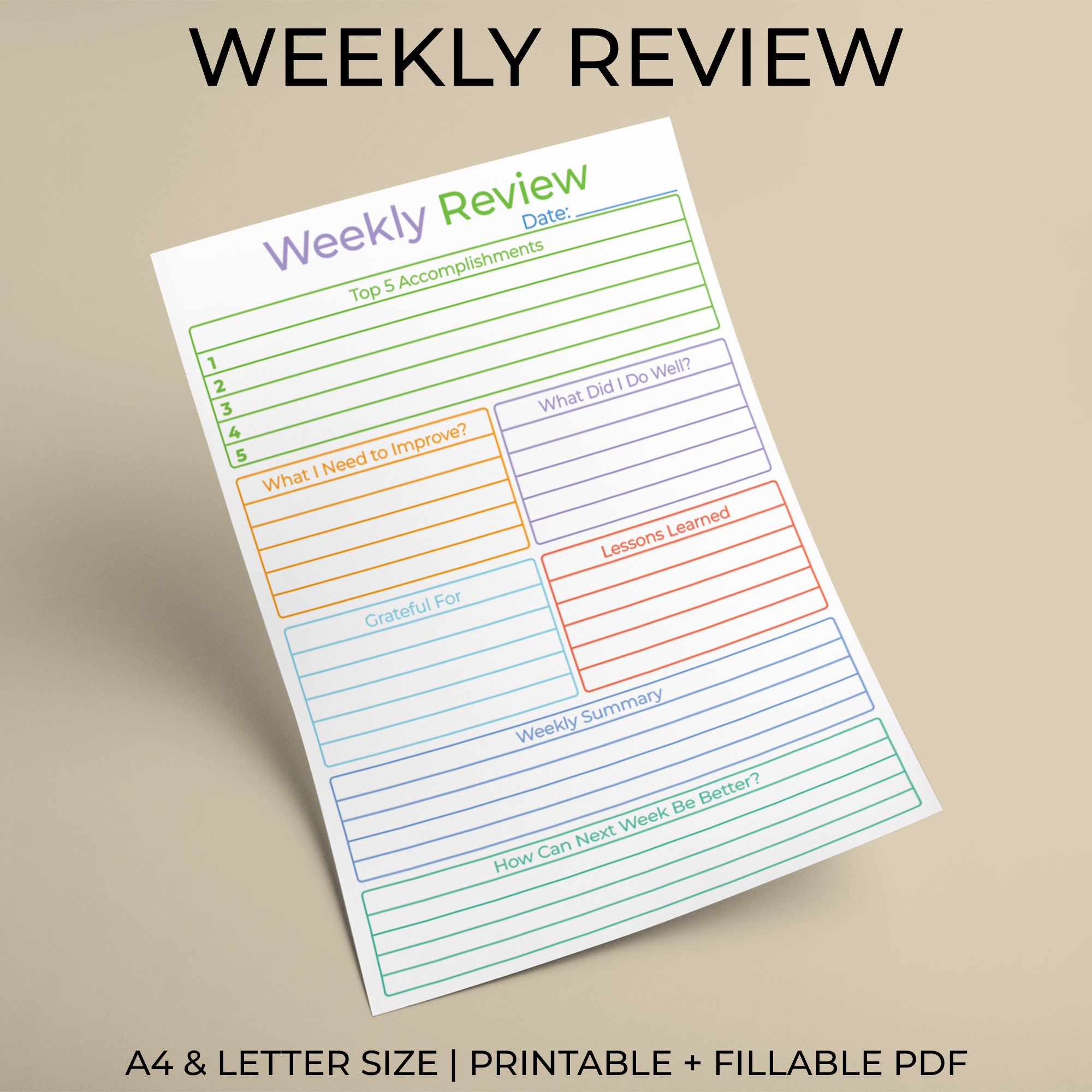 Weekly Review Weekly Review Printable Weekly Reflection Weekly ...