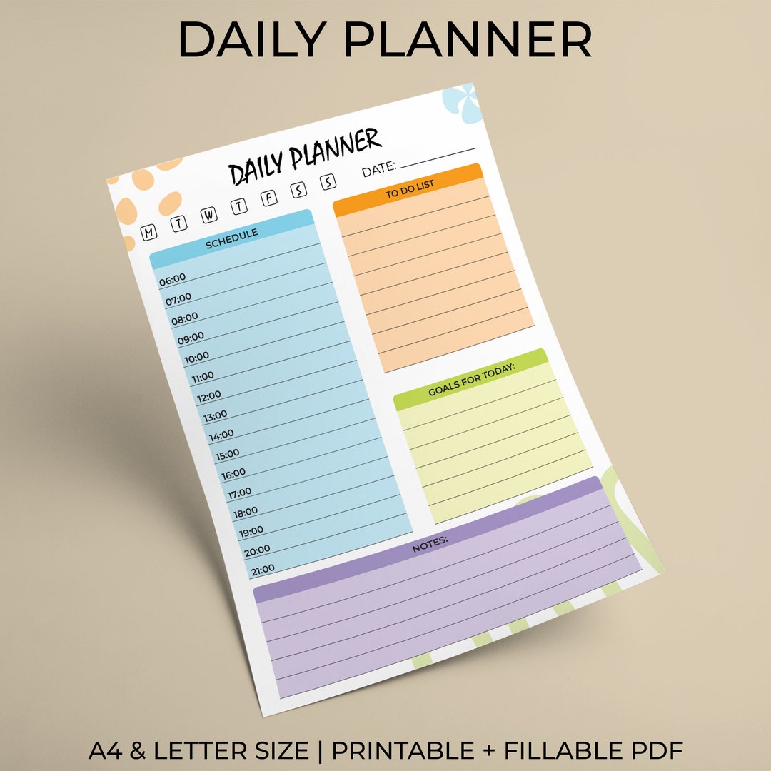 Daily Planner Dated Daily Planner Single Page Planner - Etsy