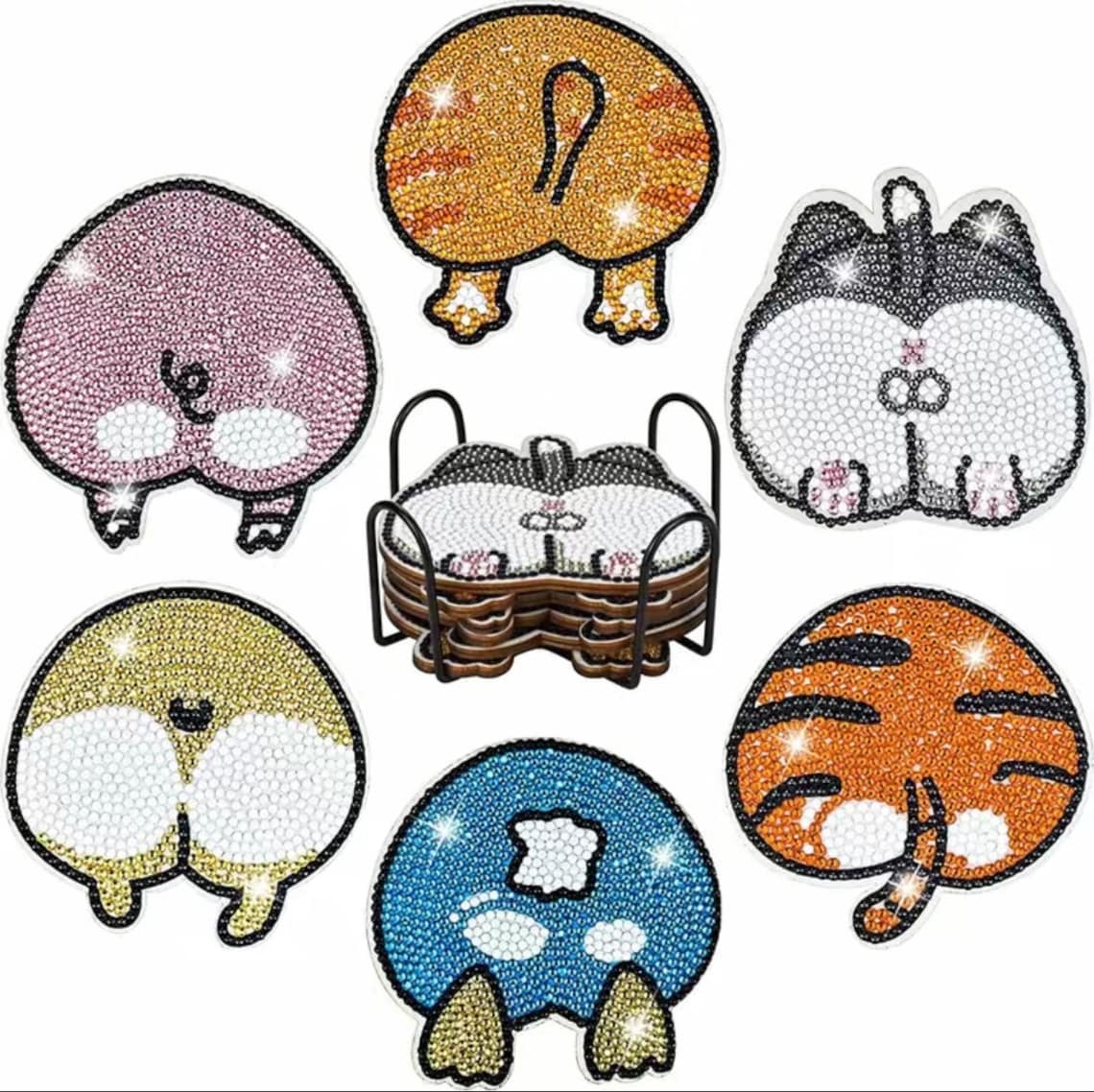 8pcs DIY Cute Animal Tails, Dog Toots, Cat Butts Diamond Painting ...