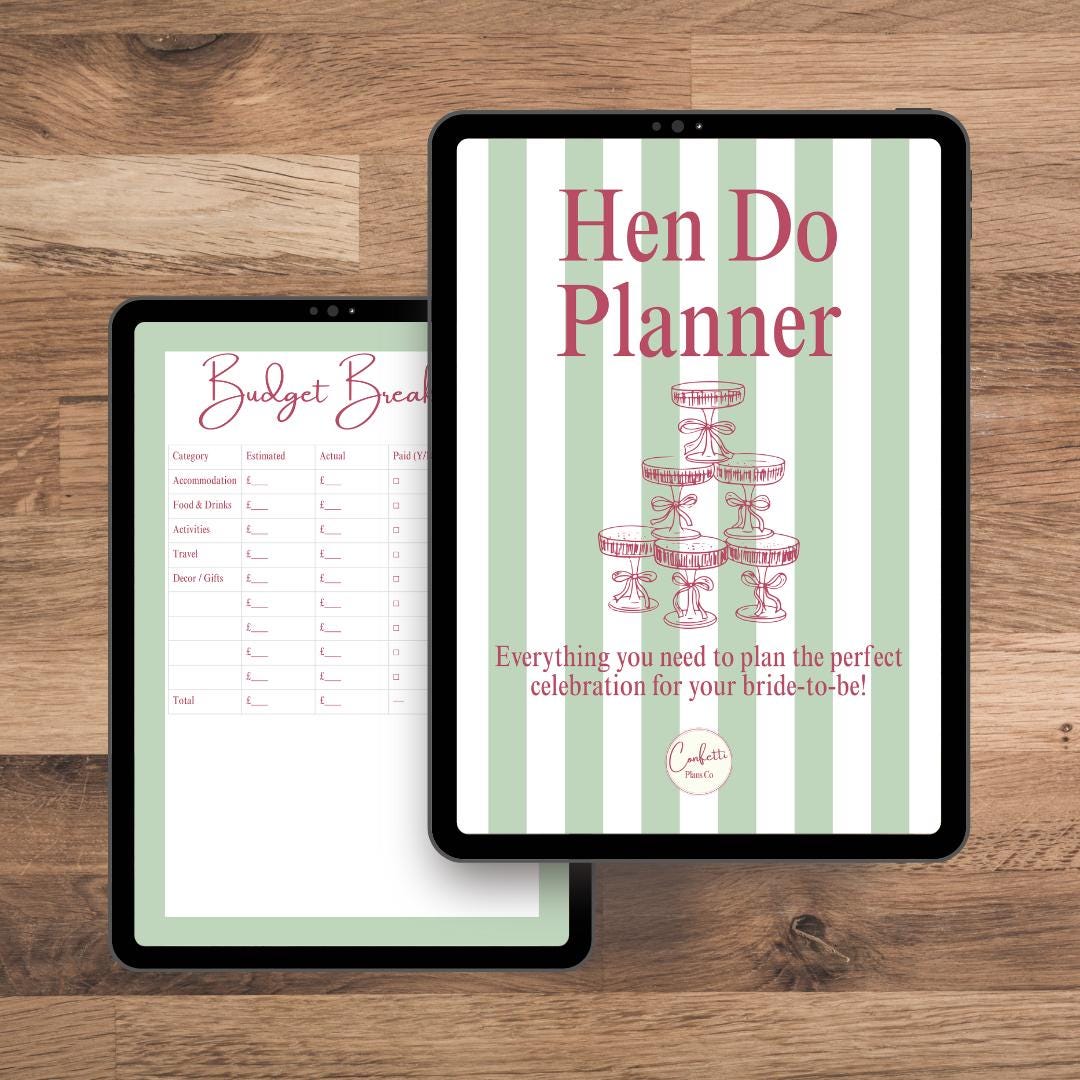 Editable Hen Do Planner Canva Template | Bridal Shower Organiser ...