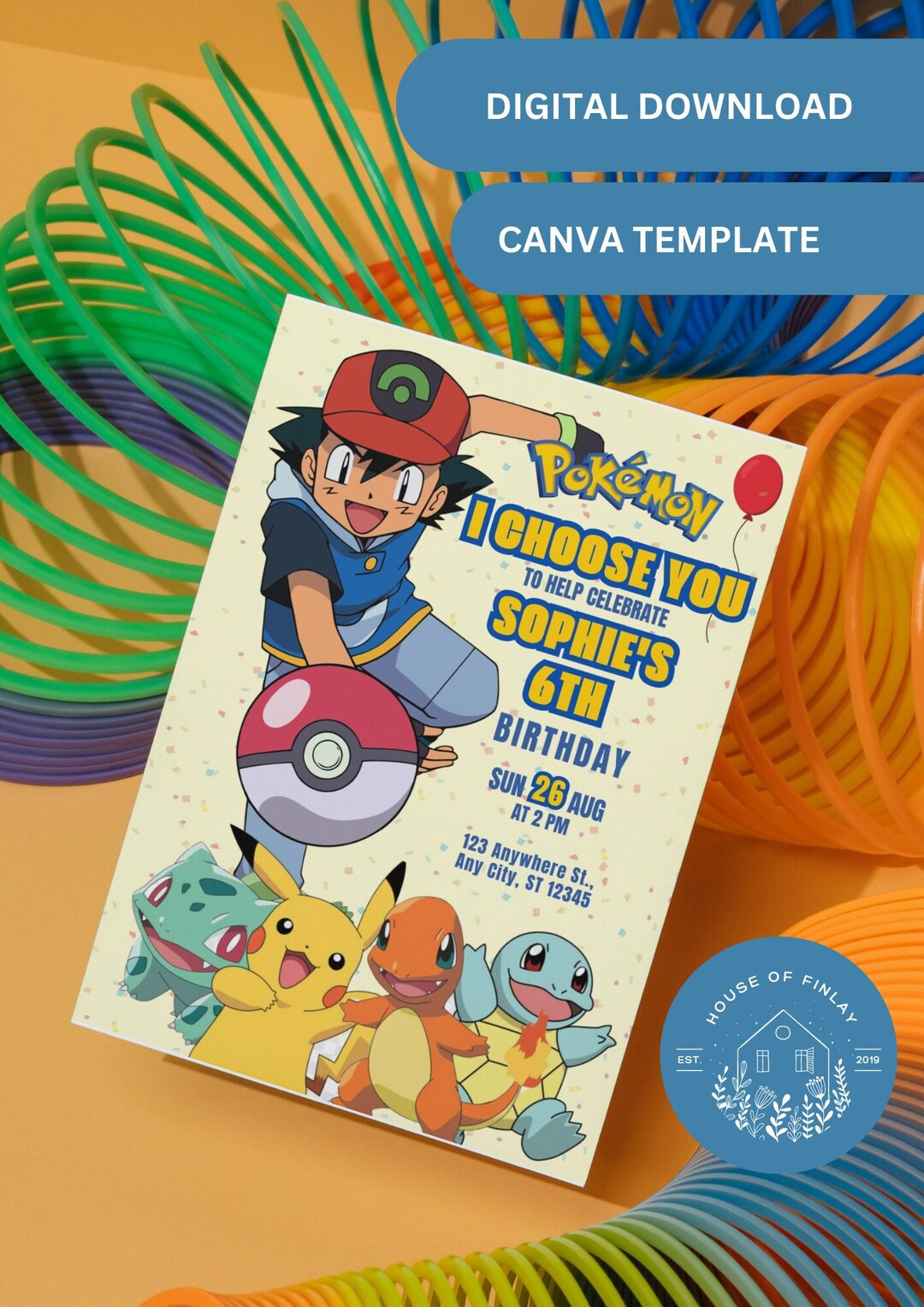 Pokemon Editable Birthday Invitation digital Download - Etsy