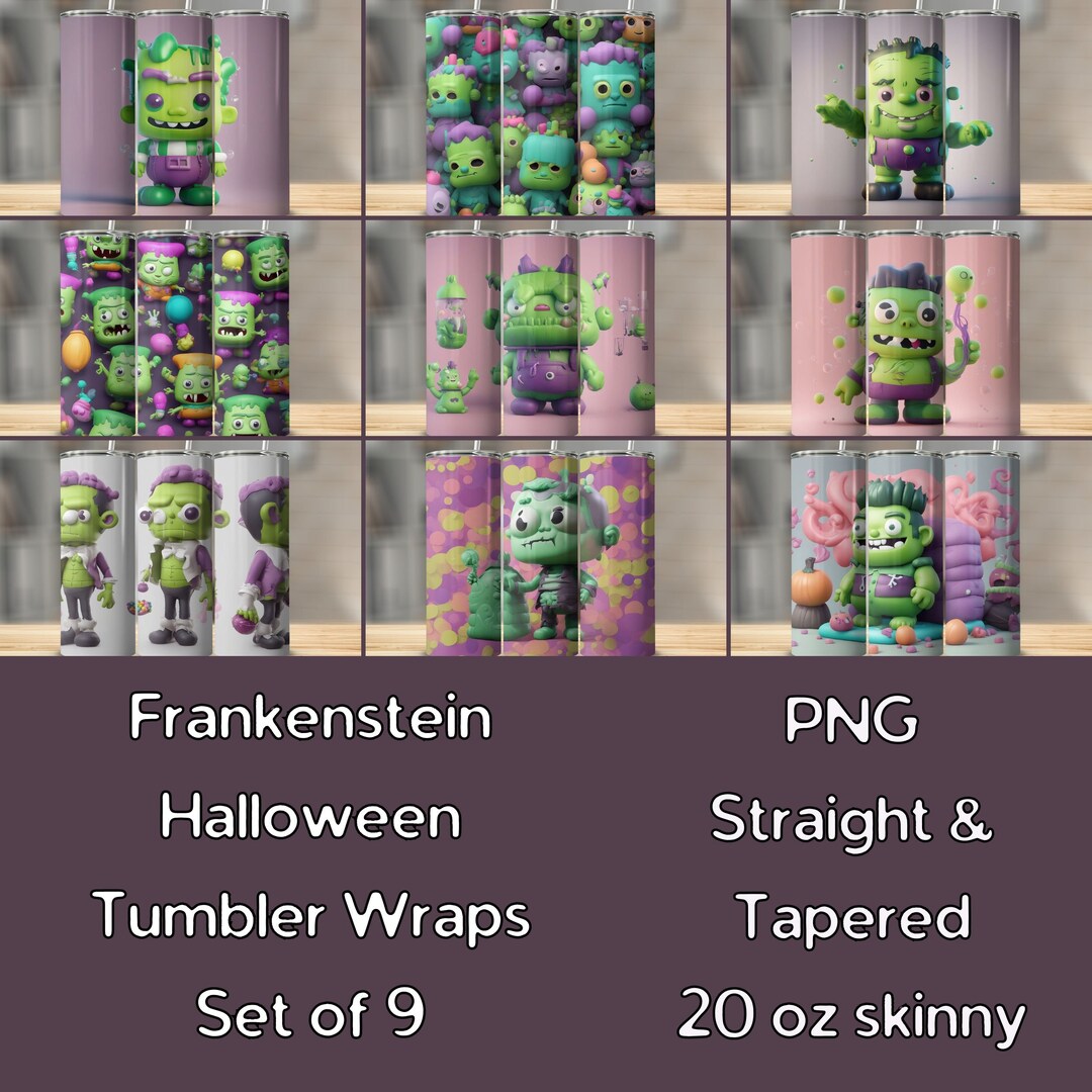 Frankenstein Halloween Tumbler Wrap Set of 9 Halloween Tumbler Wraps ...