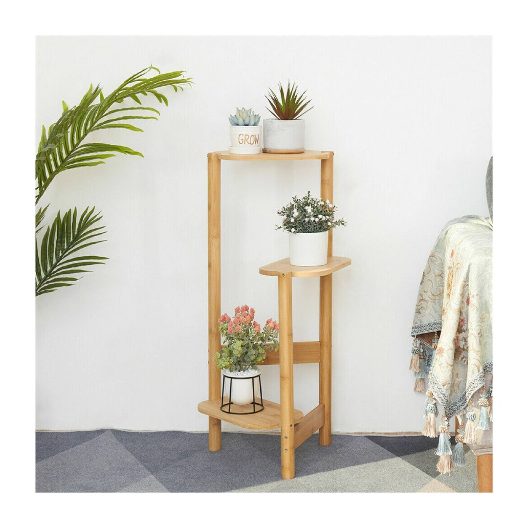 Bamboo 3 Tier Plant Stand Corner Plant Shelf Wooden Plant - Etsy