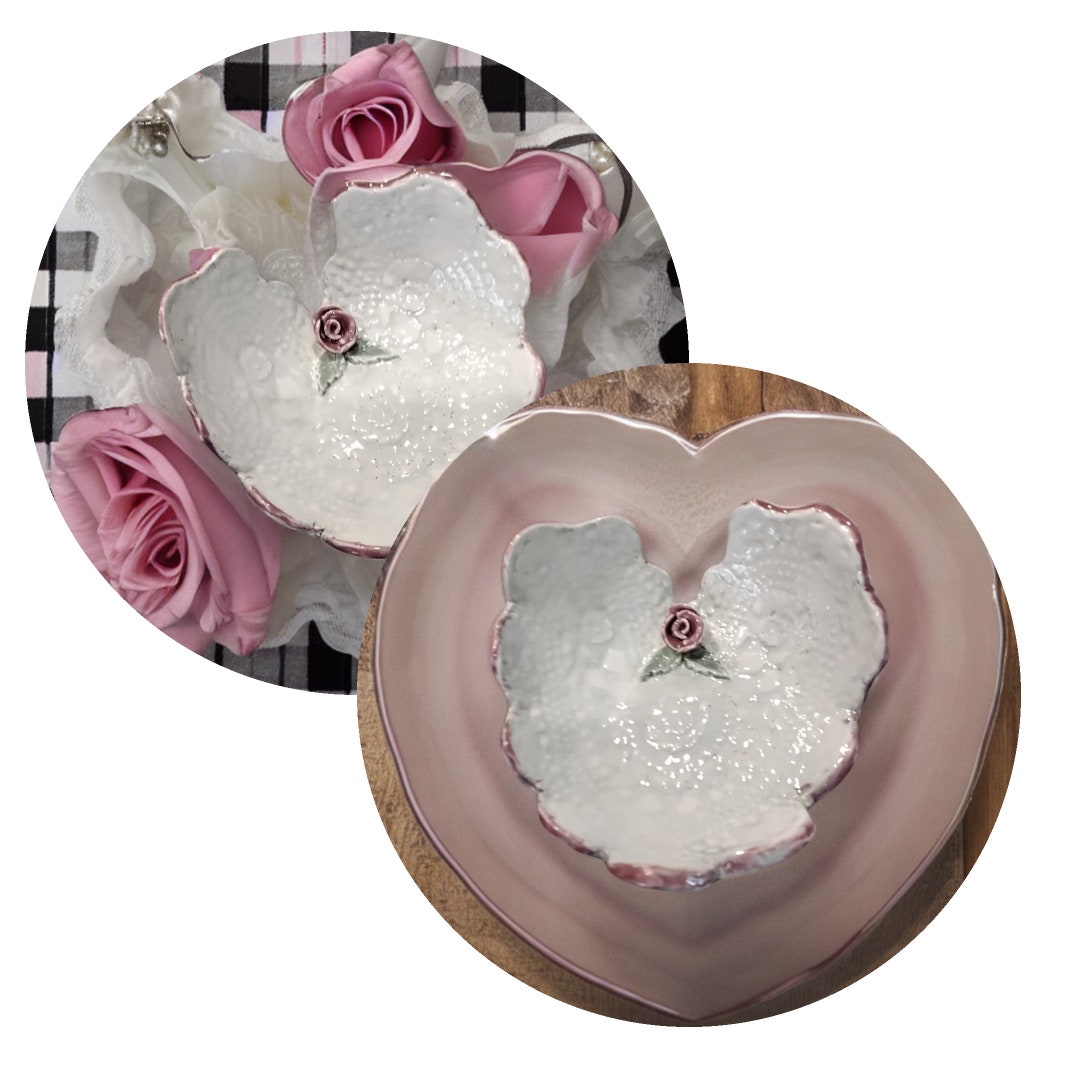 Handbuilt Stoneware Rose Dish: Victorian Ceramic Trinket Bowl - Etsy