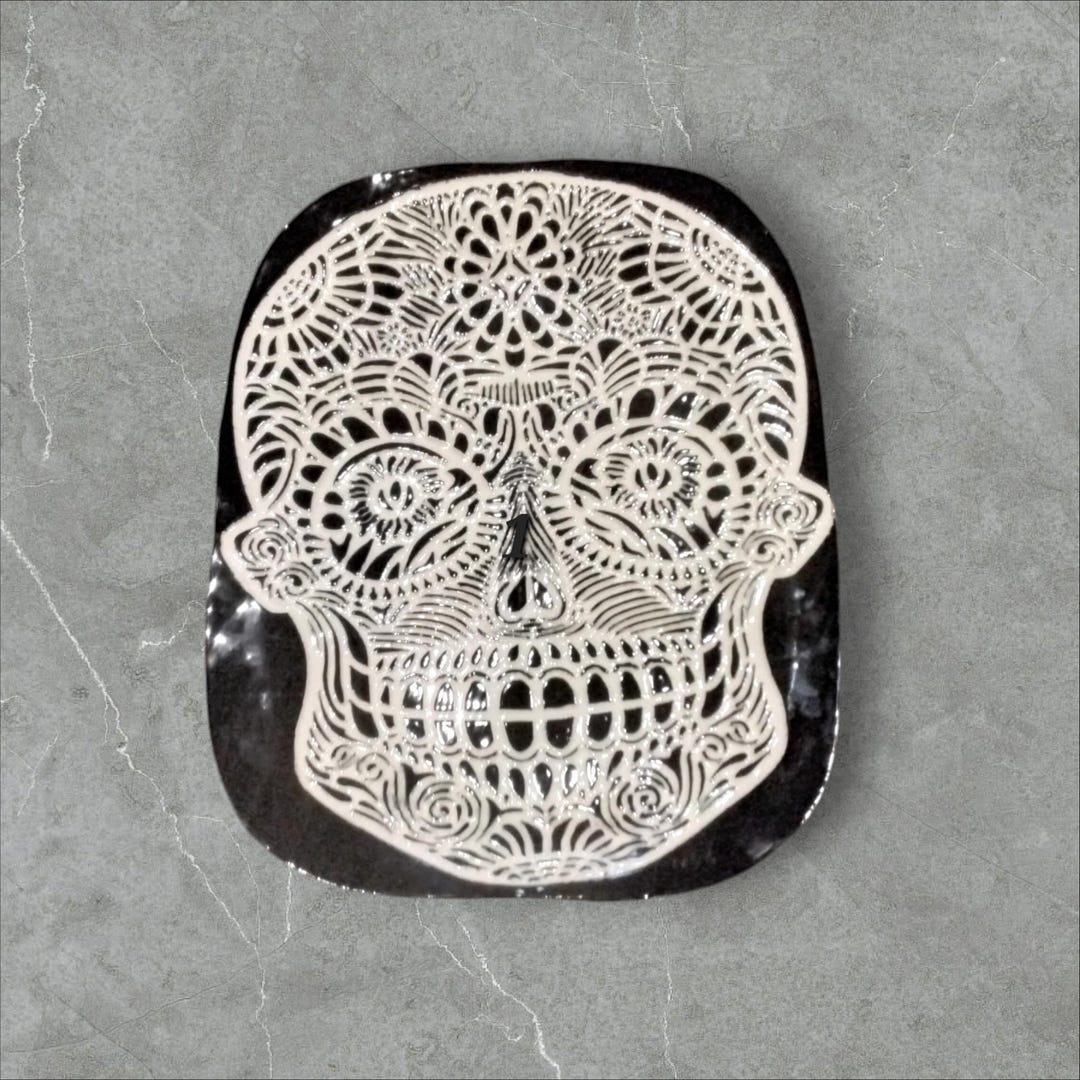 Skeleton Platter, Candy Skull Platter, Skeleton Pottery, Ceramic ...