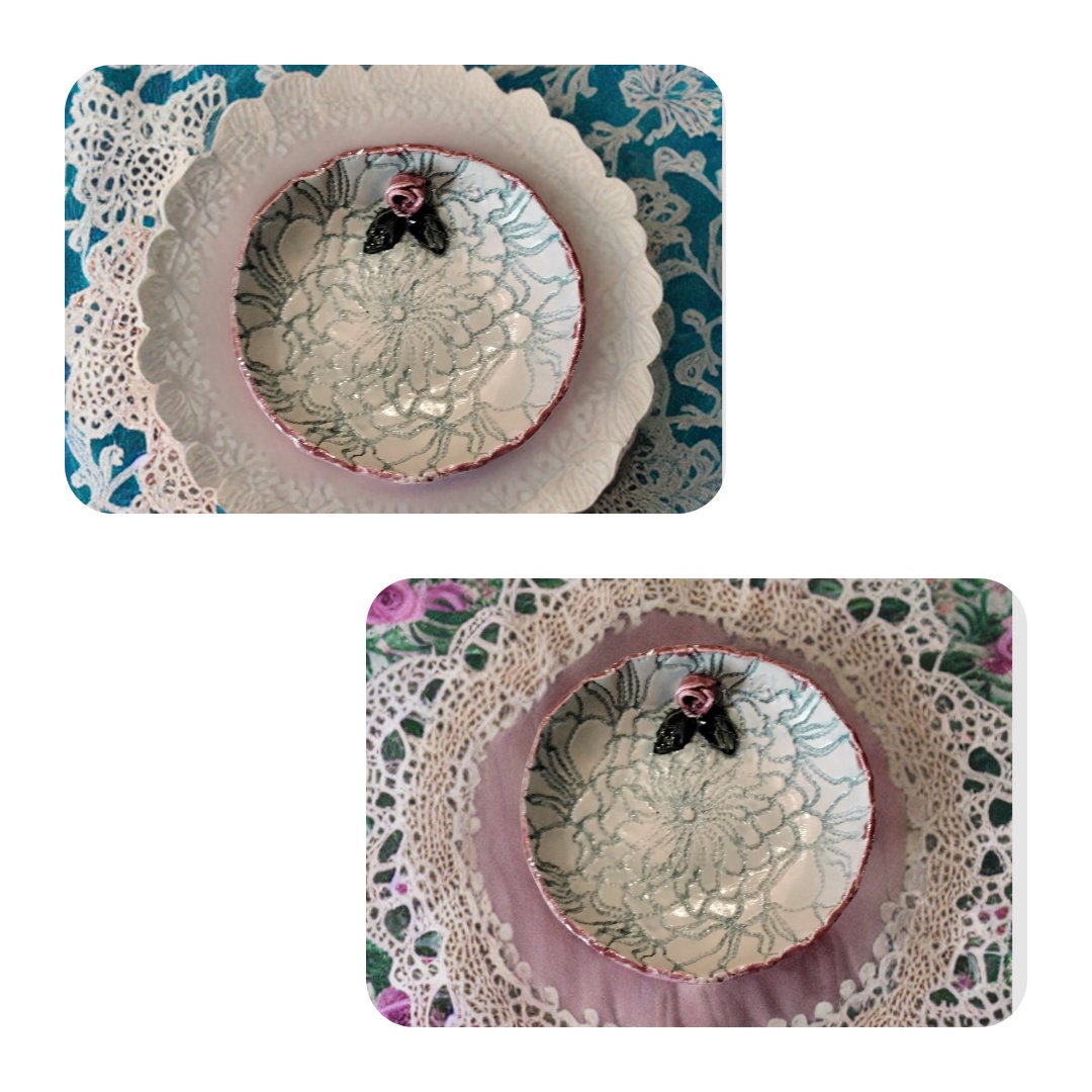 Jewelry Dish, Small Serving Dish, Rose Dish, Ring Dish, Olive Dish ...