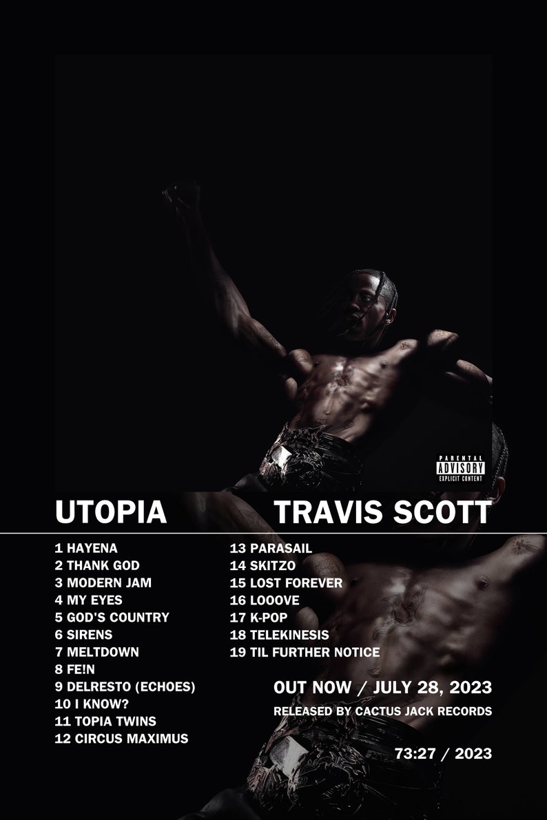 Travis Scott Utopia Album Cover Digital Download Music Posters Music Album Cover Poster Wall Art ...