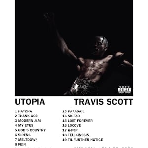 Travis Scott Utopia Album Cover Digital Download Music Posters Music Album Cover Poster Wall Art ...