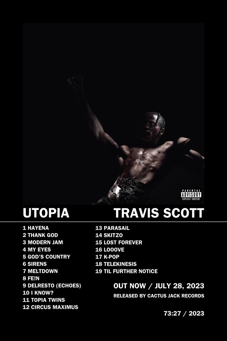 Travis Scott Utopia Album Cover Digital Download Music Posters Music ...