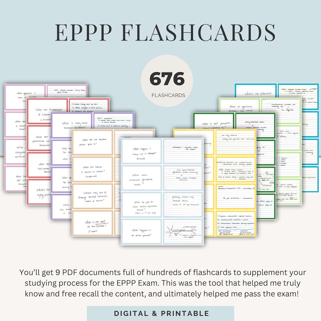 EPPP Study Flashcards Examination for Professional Practice in Psychology Study Materials - Etsy