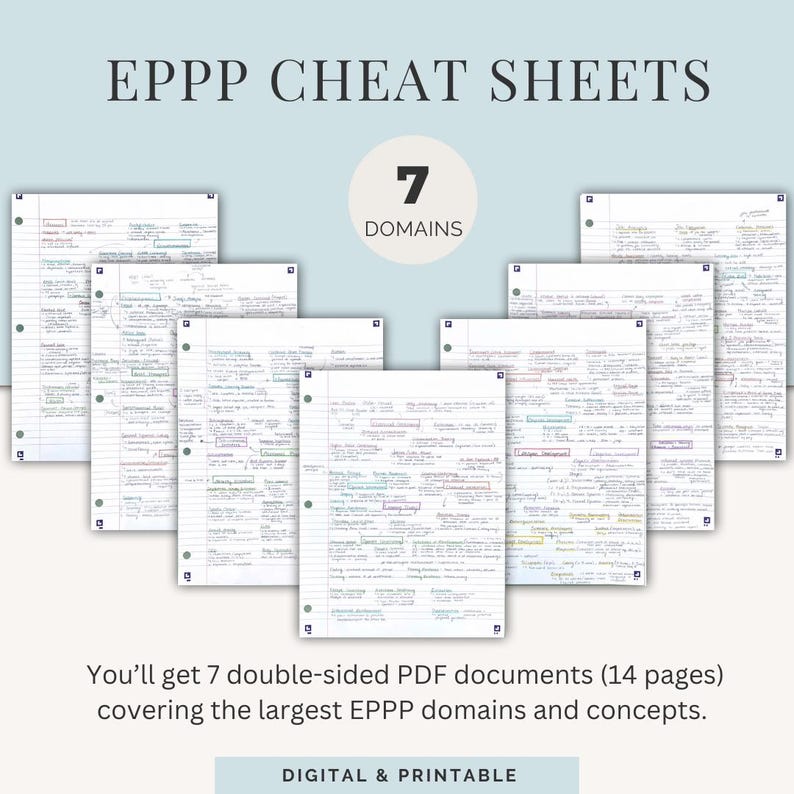 EPPP Flashcards & Cheat Sheets Bundle - Etsy