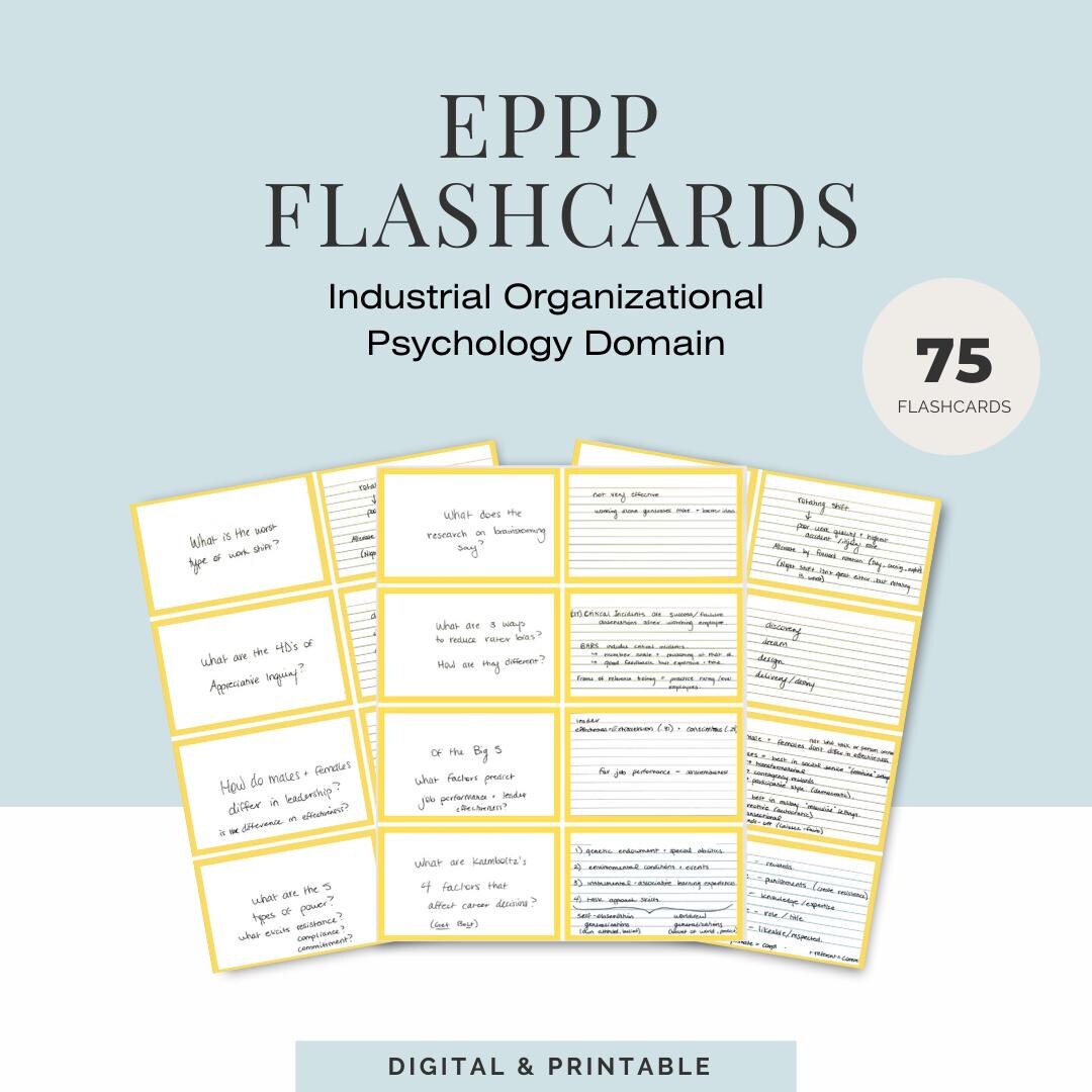 EPPP Industrial & Organizational Study Flashcards Examination for ...