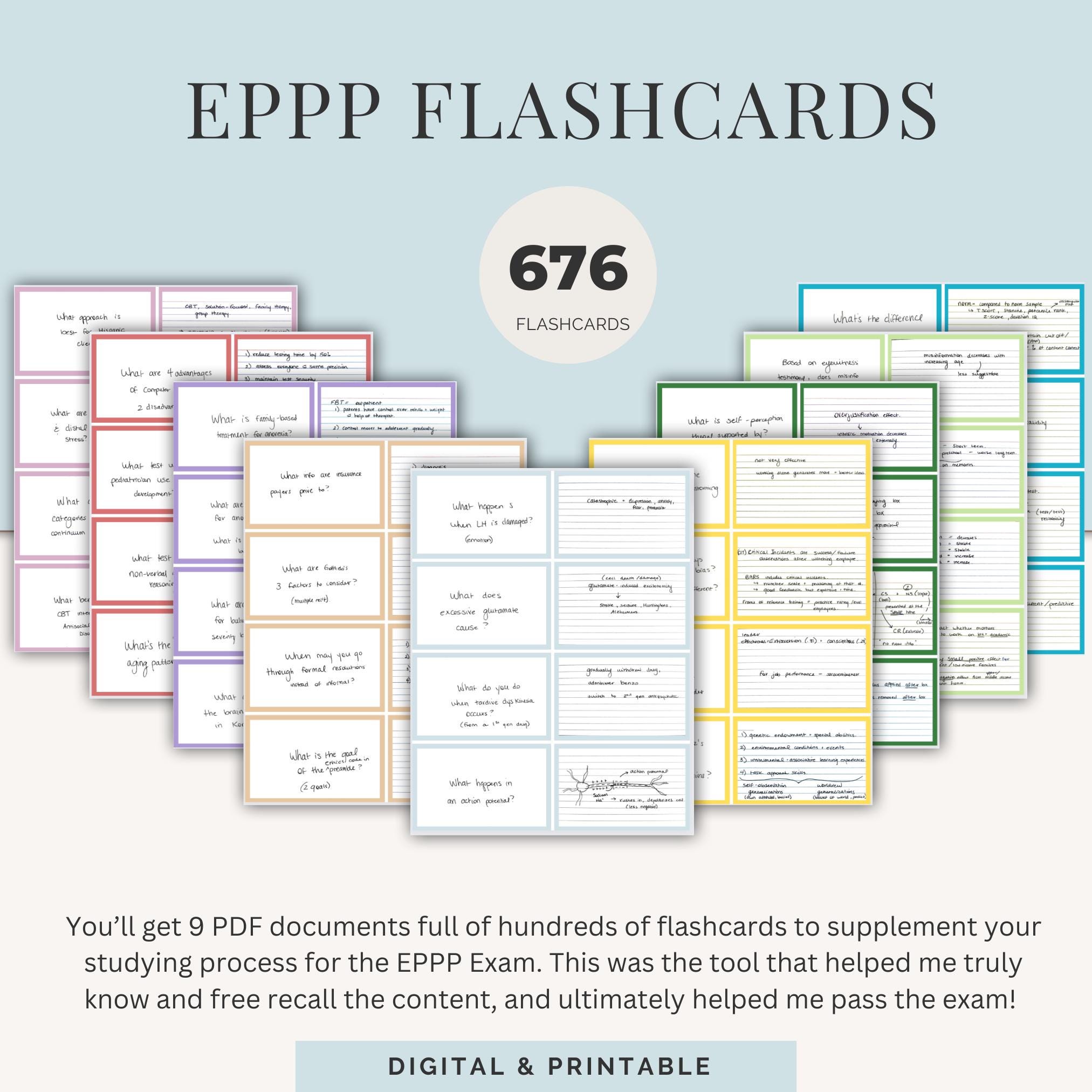 EPPP Flashcards & Cheat Sheets Bundle - Etsy