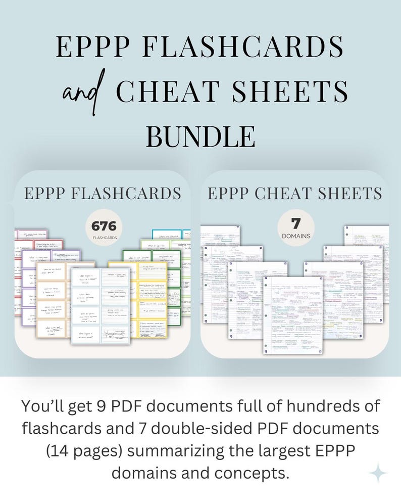 EPPP Flashcards & Cheat Sheets Bundle - Etsy