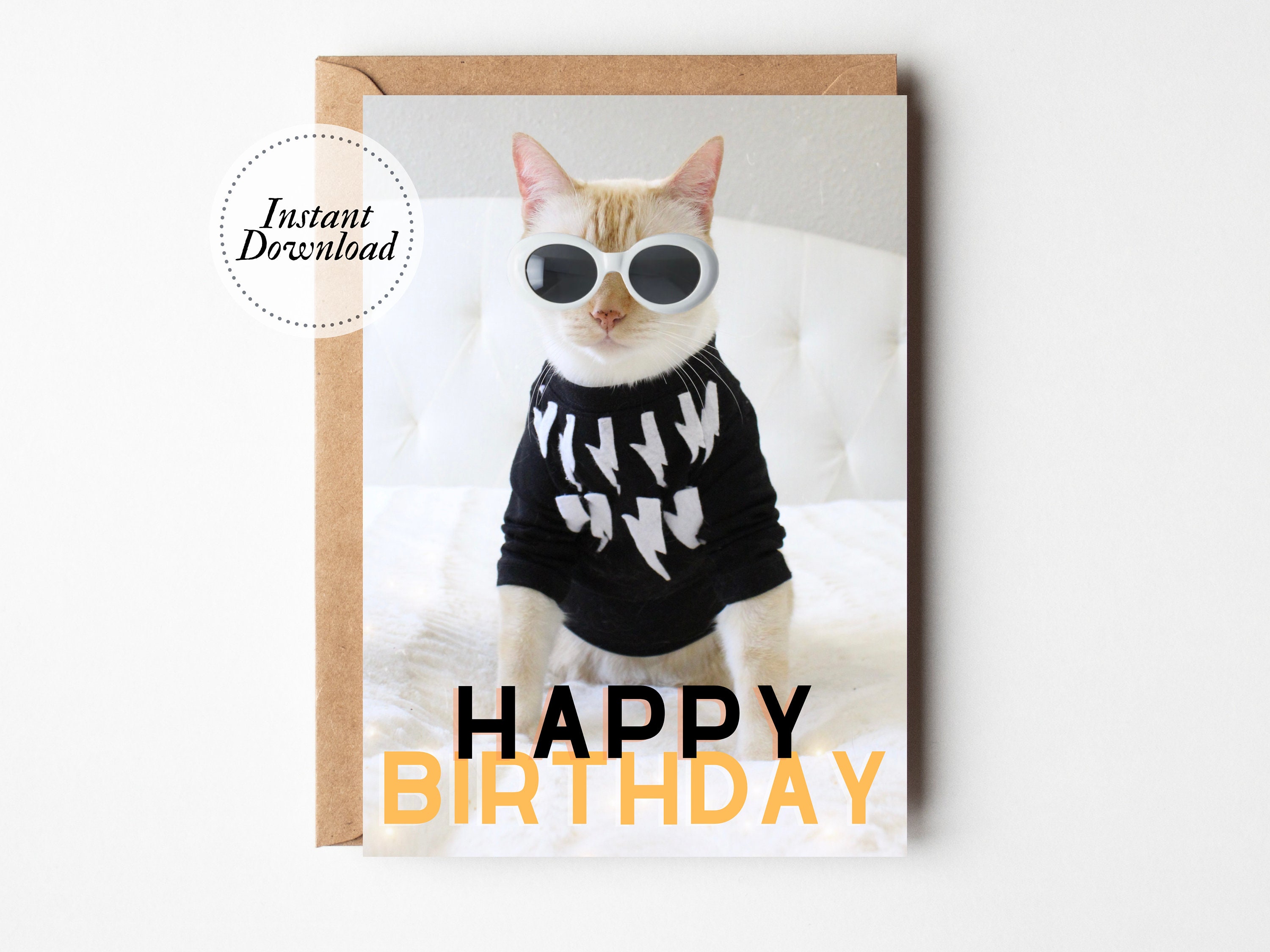 Printable Birthday Card, Happy Birthday, Cool Cat in David Rose Sweater ...