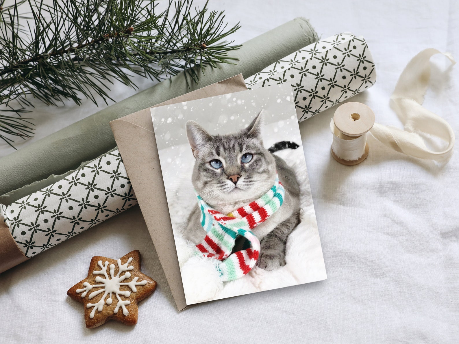 Printable Christmas Card, Happy Holidays Card, Cute Cat Lover Card ...