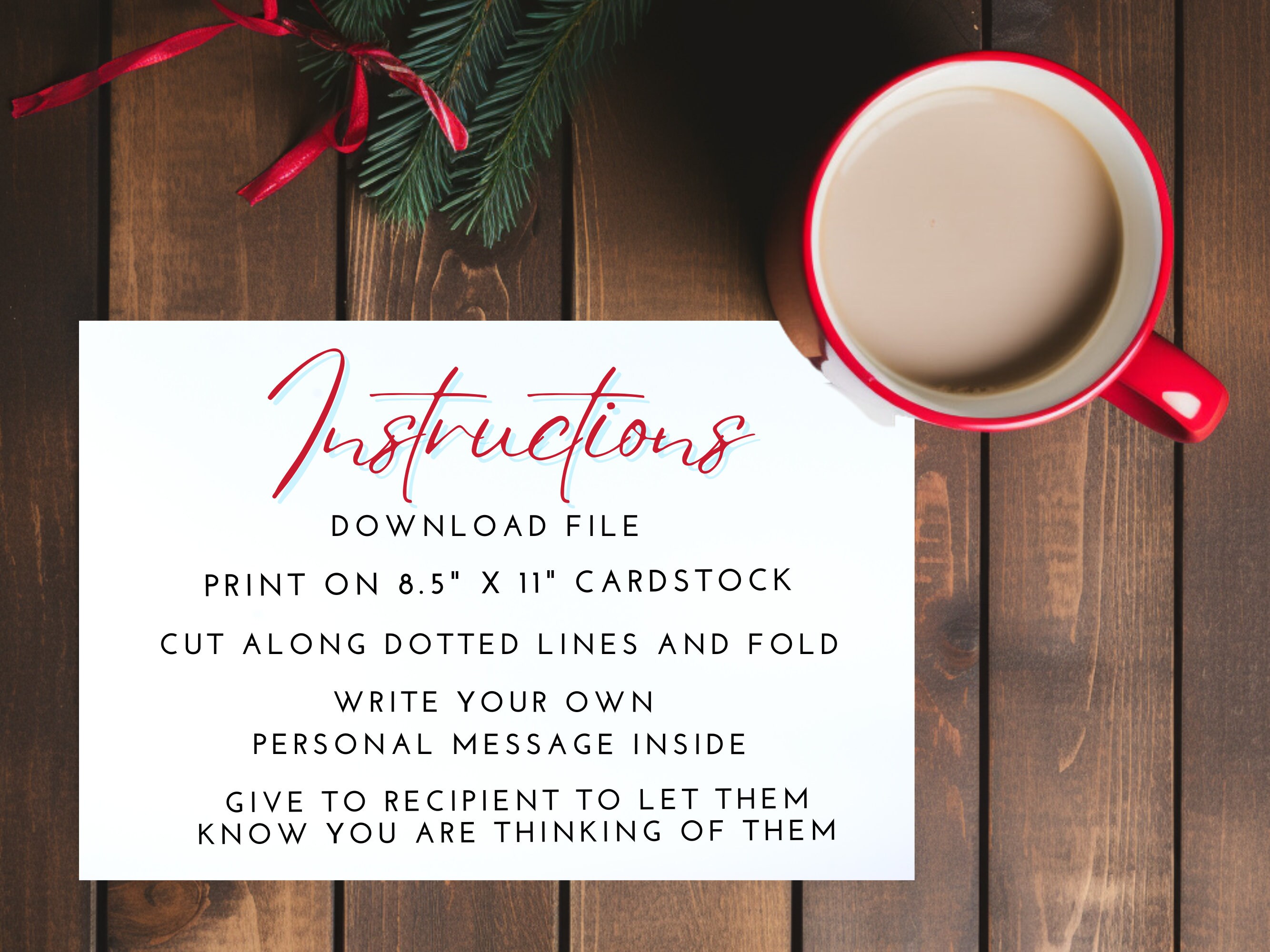 Printable Christmas Card, Happy Holidays Card, Digital Download, Print ...