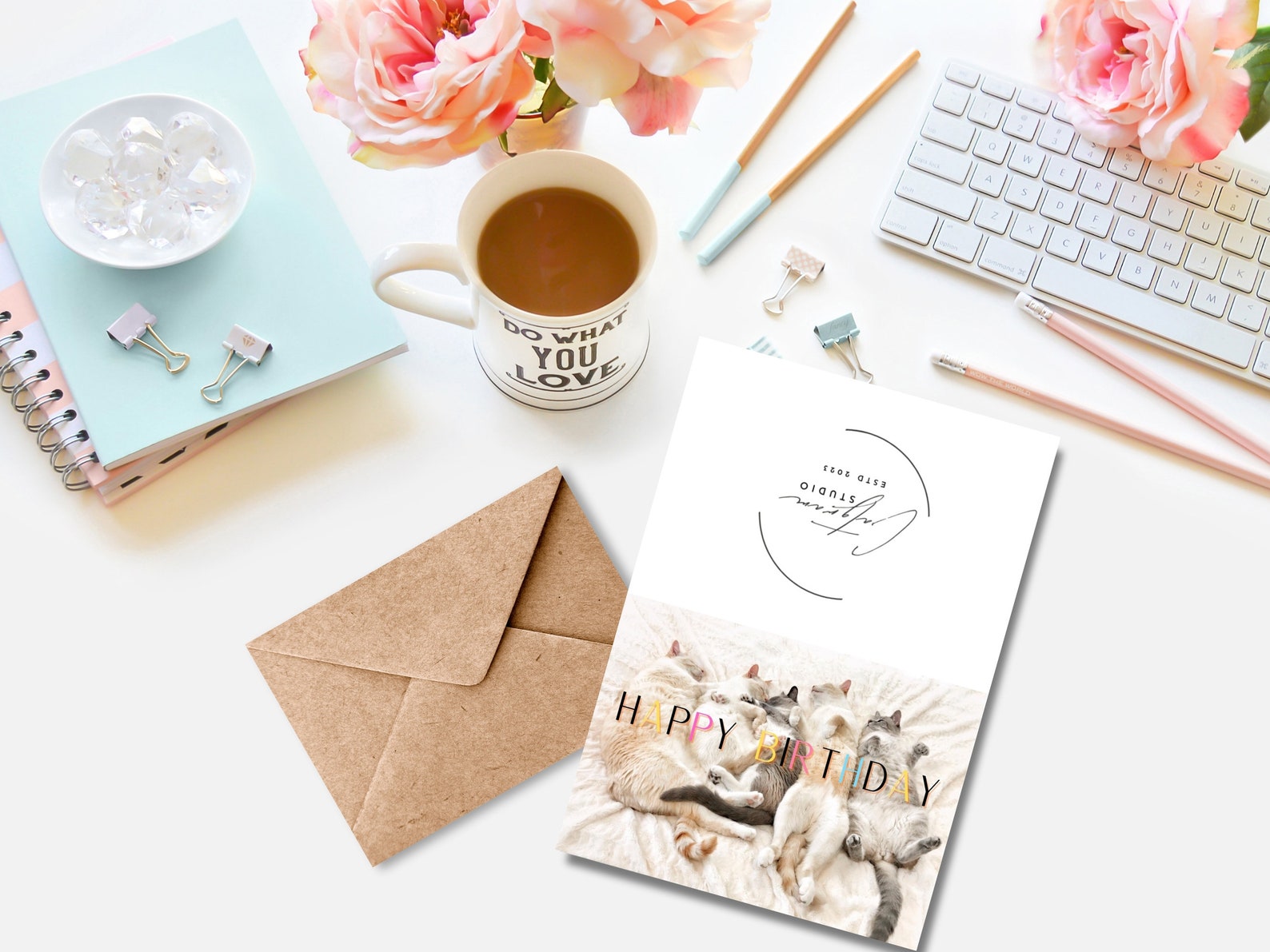 Printable Birthday Card, Happy Birthday, Cuddle Puddle of Cats ...