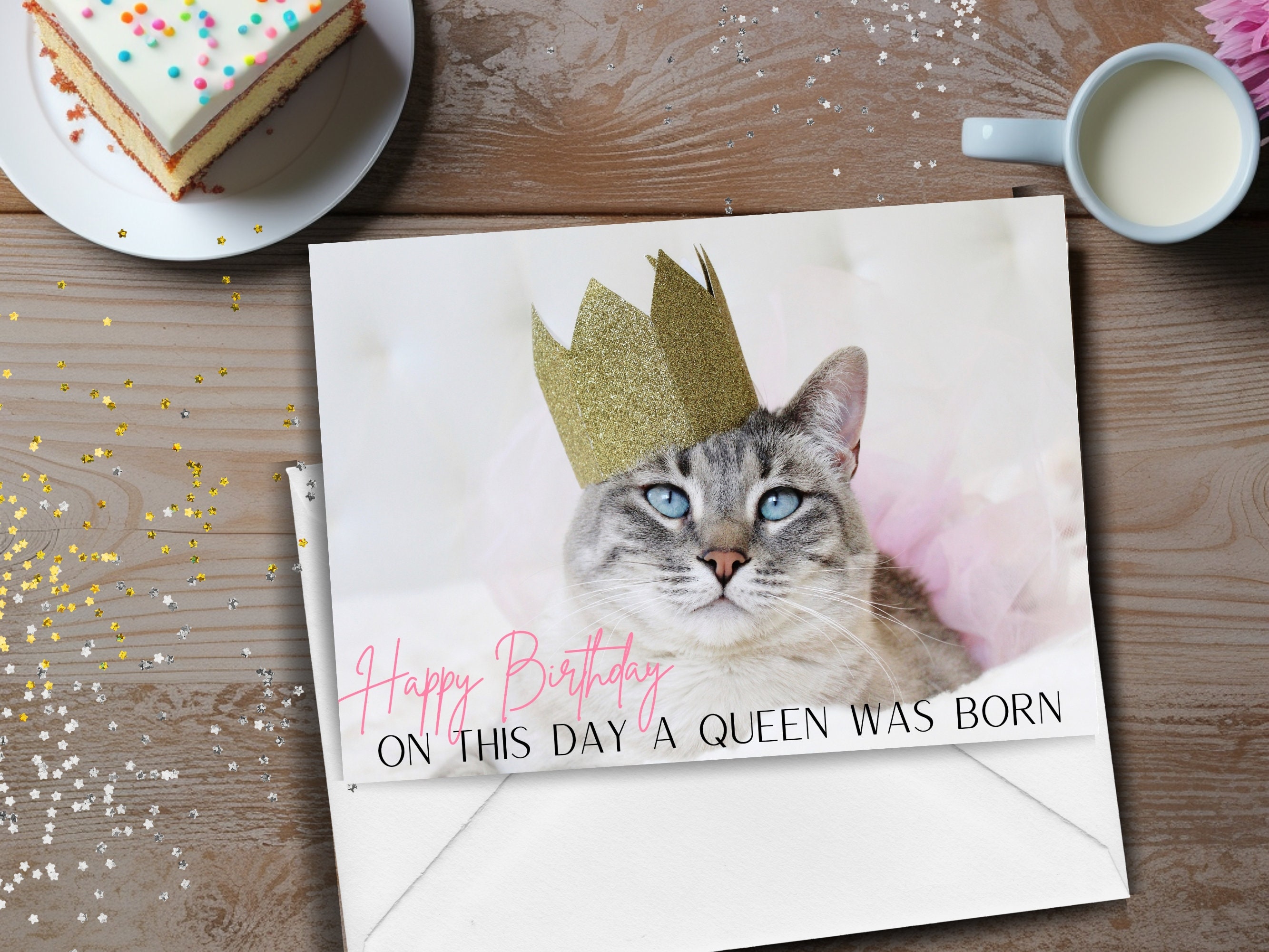 Printable Birthday Card, on This Day a Queen Was Born, Happy Birthday ...
