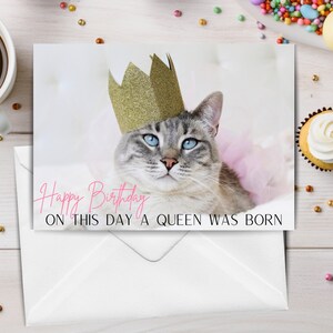 Printable Birthday Card, on This Day a Queen Was Born, Happy Birthday ...