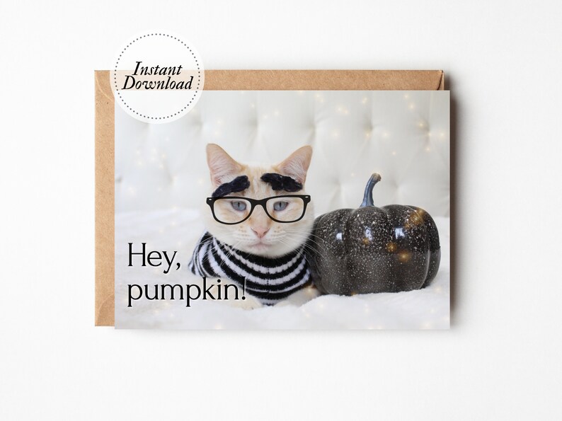 Printable Halloween Card, Hey Pumpkin, Halloween Card Greetings, Happy ...