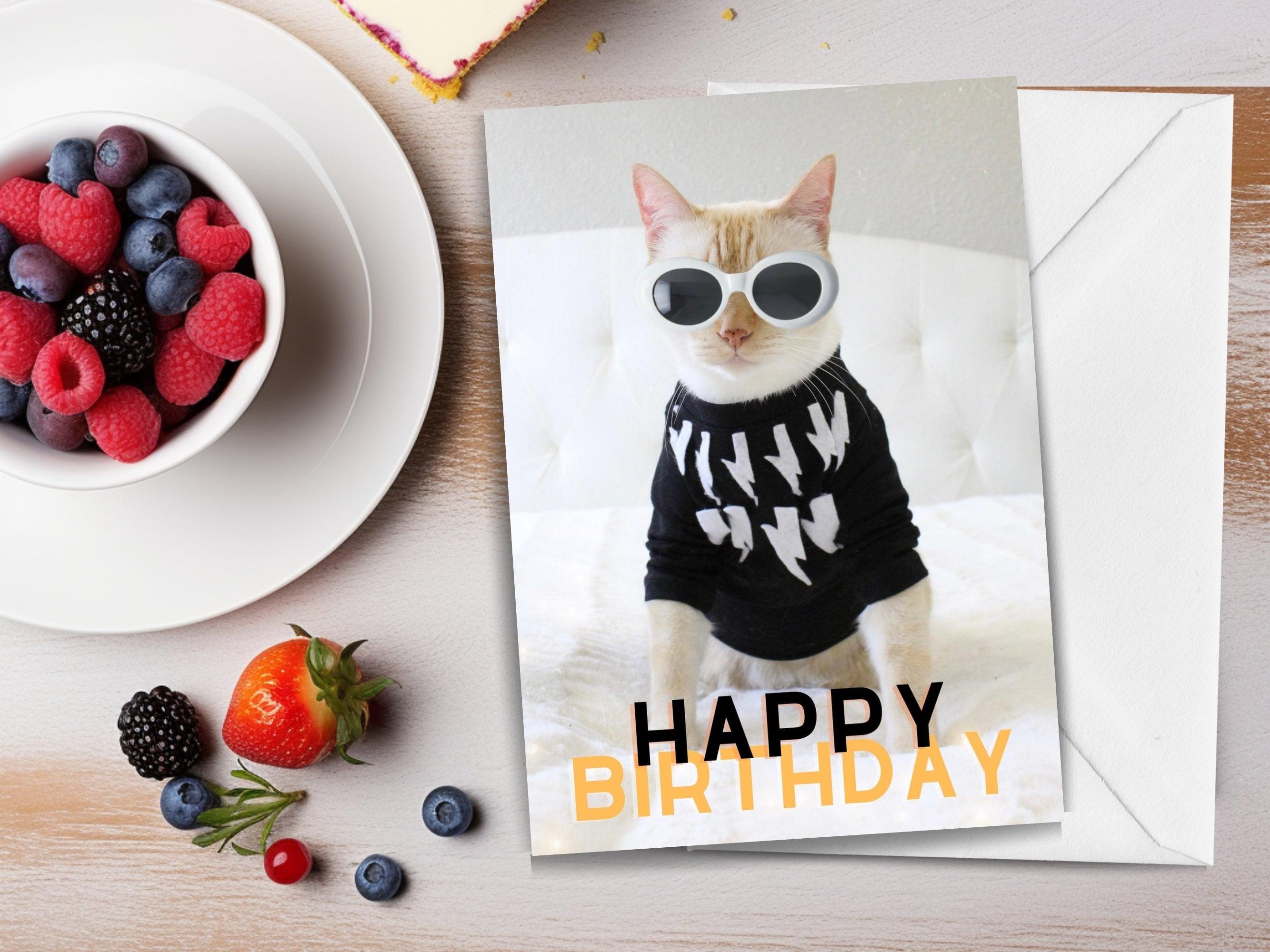 Printable Birthday Card, Happy Birthday, Cool Cat in David Rose Sweater ...