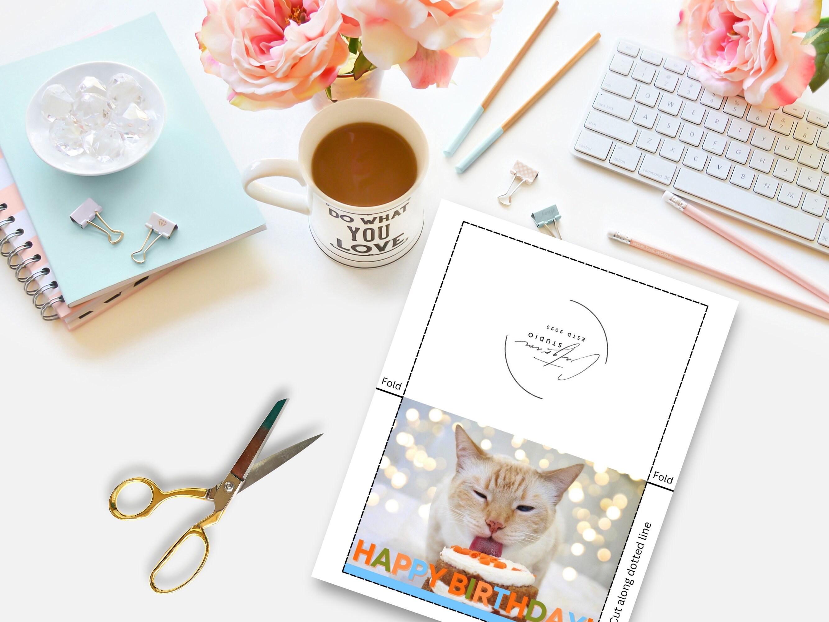 Printable Birthday Card, Happy Birthday, Printable Cat Card, Funny Cat ...