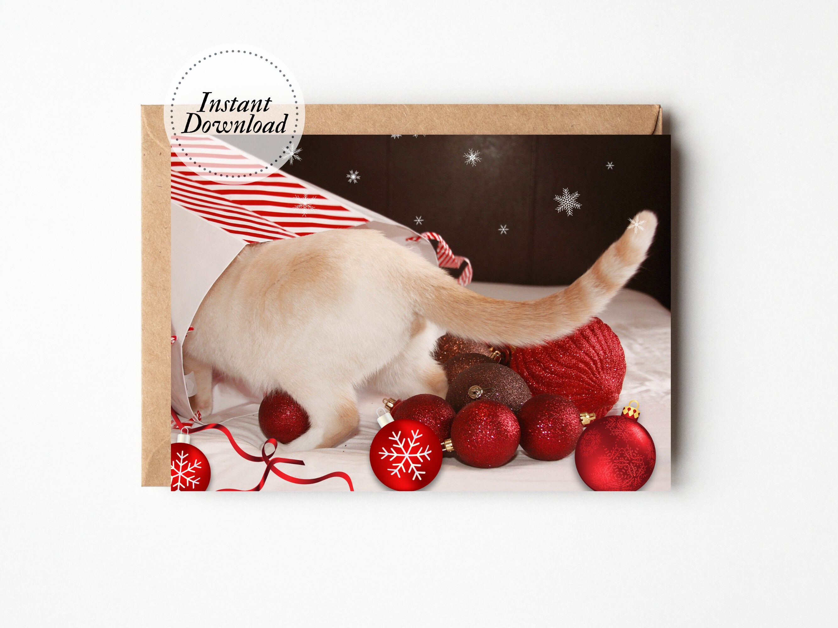 Printable Christmas Card, Happy Holidays Card, Digital Download, 5X7 ...