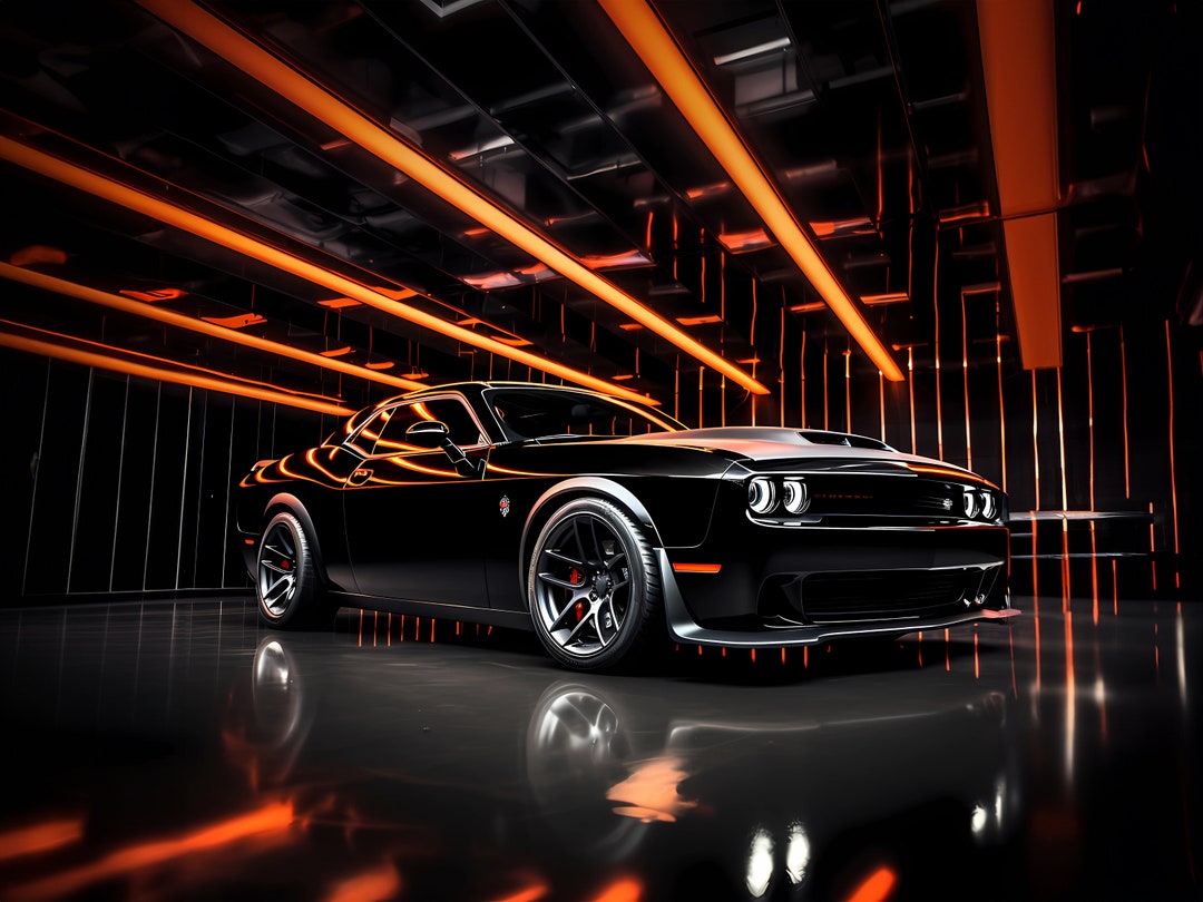 Black Dodge Challenger Hellcat - Etsy