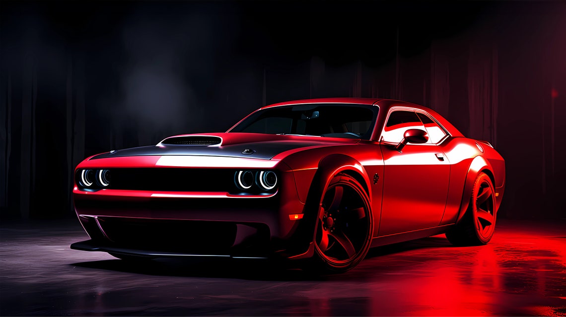 Red Dodge Challenger Hellcat - Etsy
