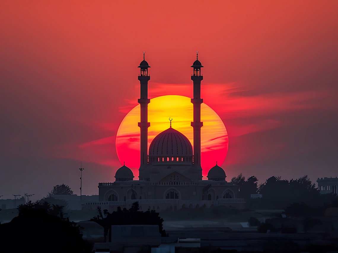 Sunset Mosque Islamic Art - Etsy