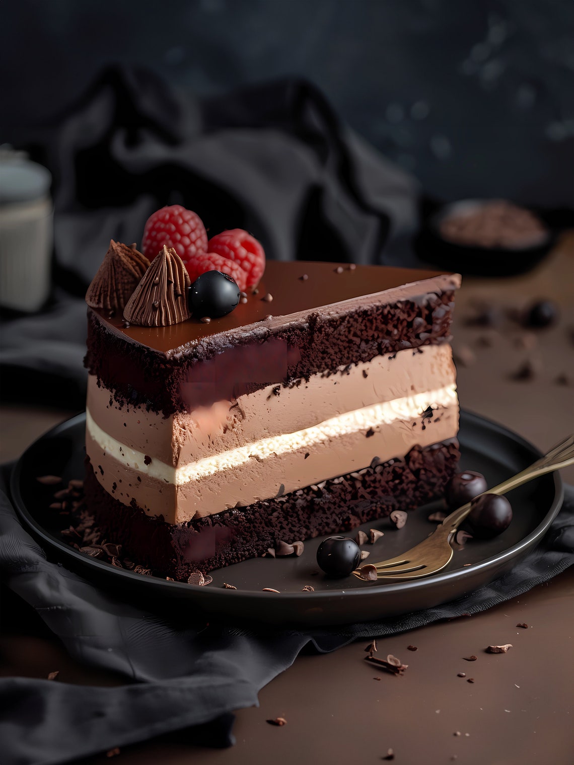 Chocolate Mousse Cake Slice - Etsy