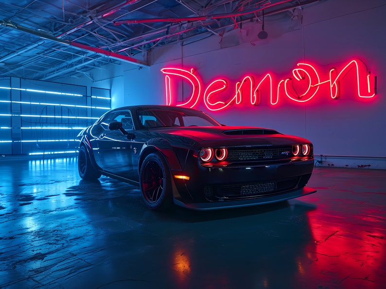 Black Dodge Challenger Demon - Etsy
