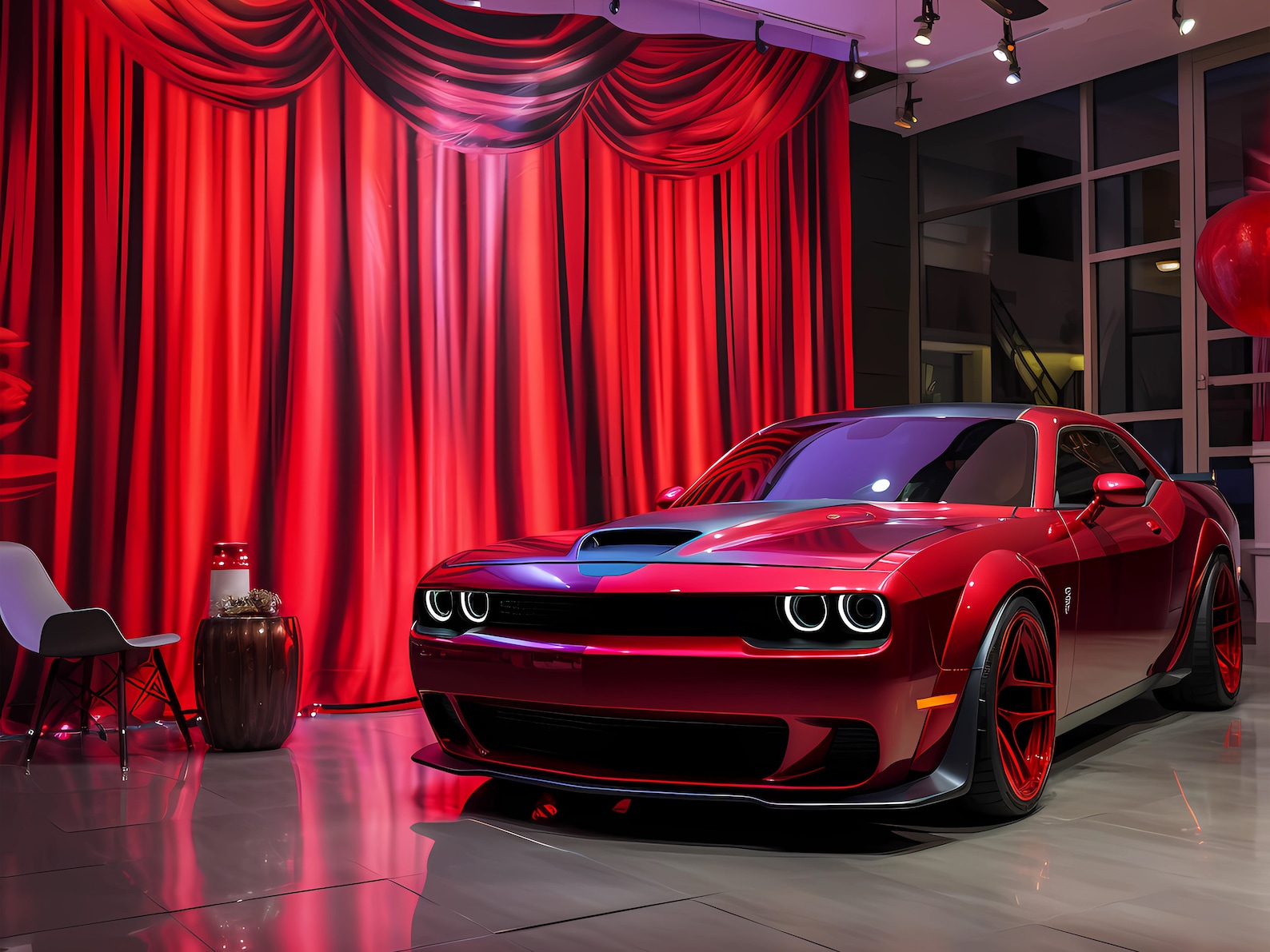 Red Dodge Challenger Hellcat - Etsy