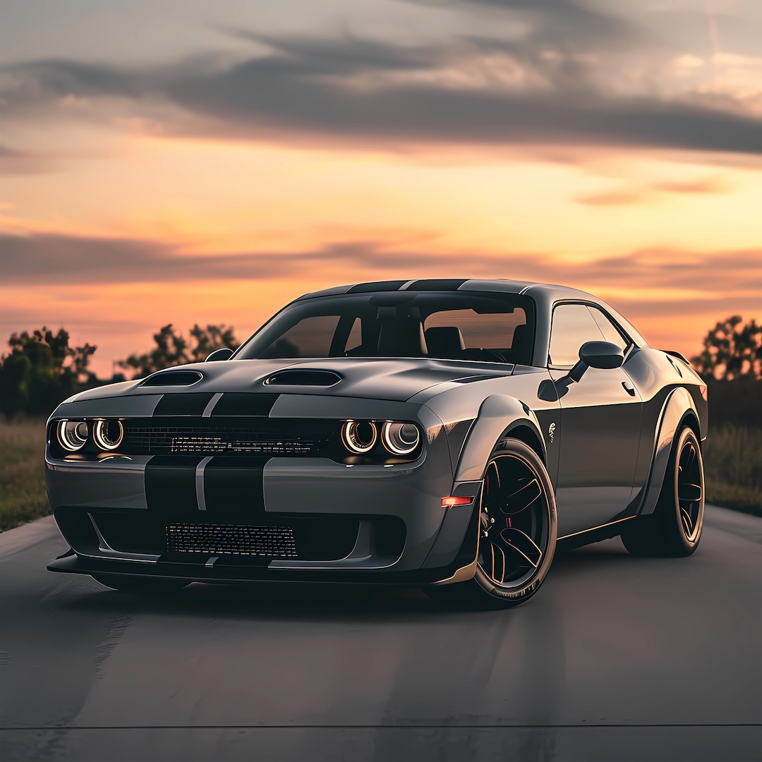 Gray Dodge Challenger Hellcat - Etsy