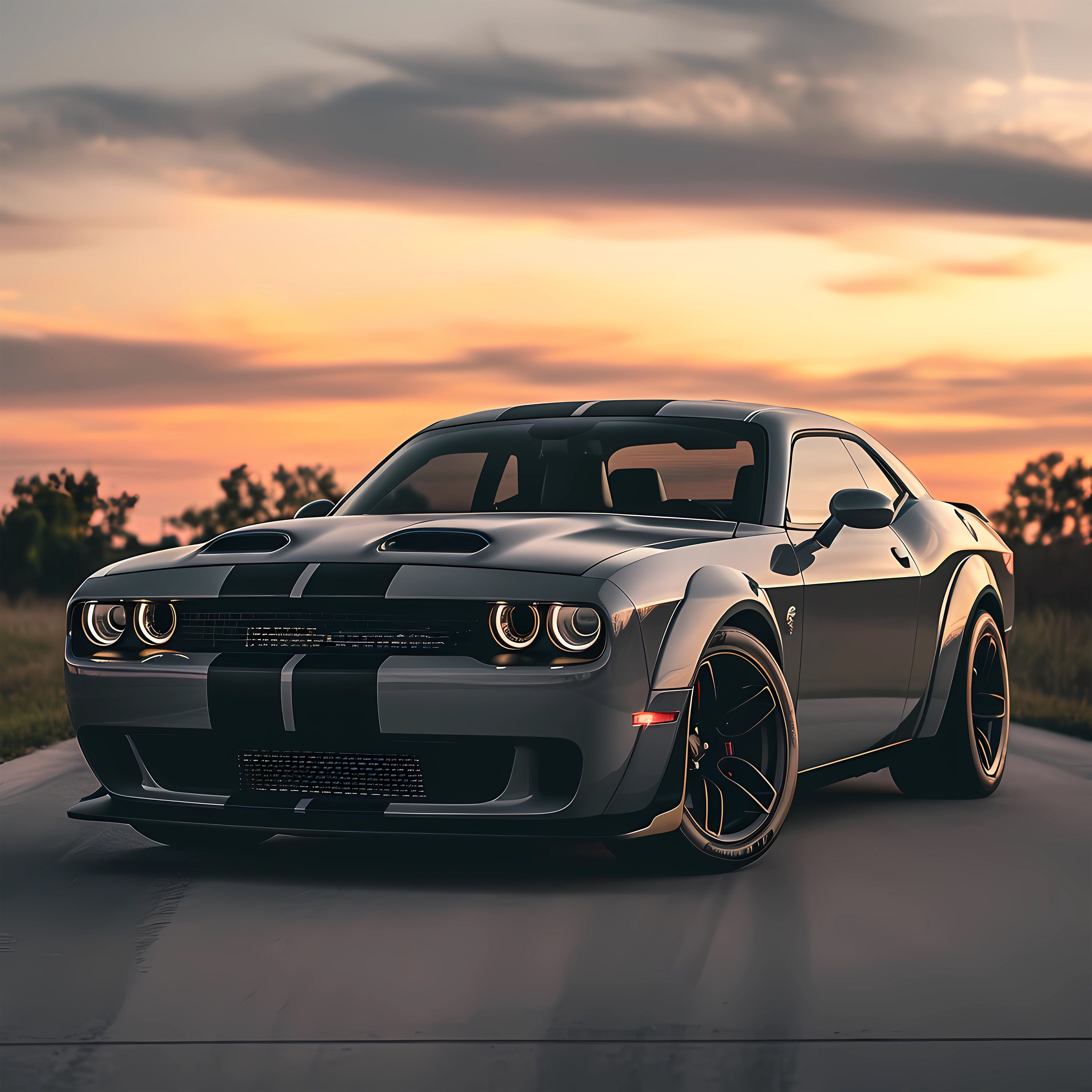 Gray Dodge Challenger Hellcat - Etsy
