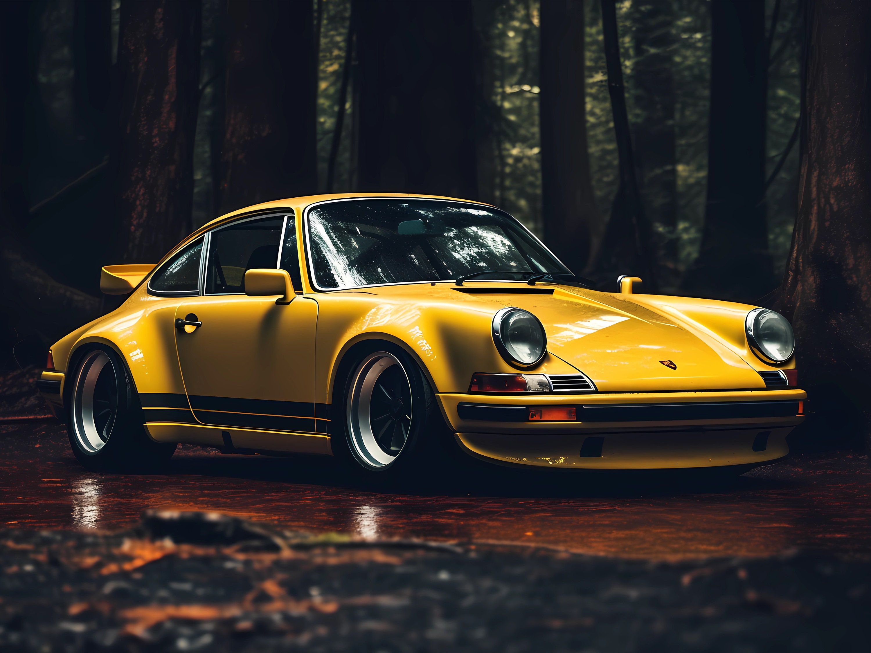 Classic Yellow Porsche 911 - Etsy