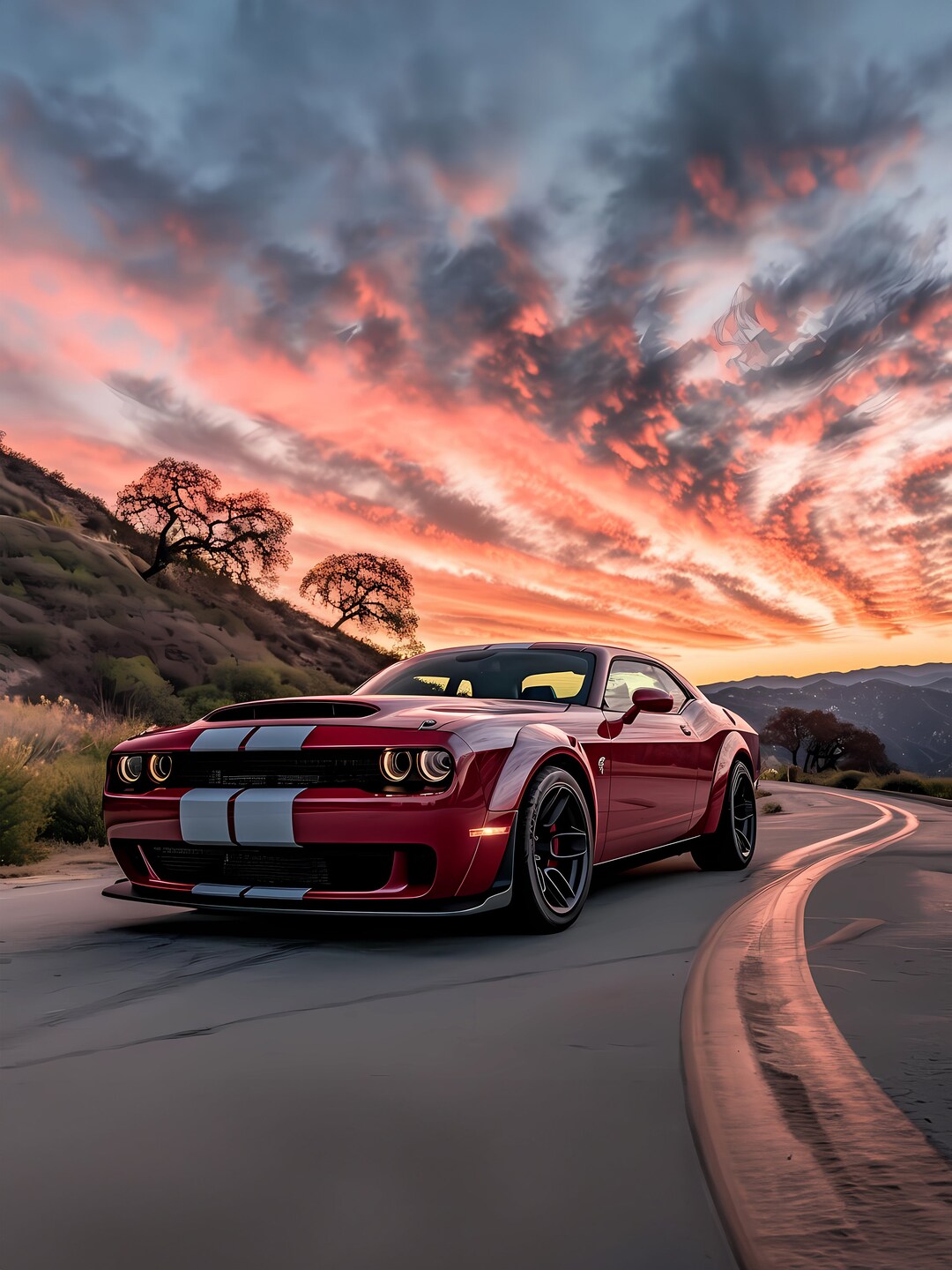 Red Dodge Challenger Demon - Etsy