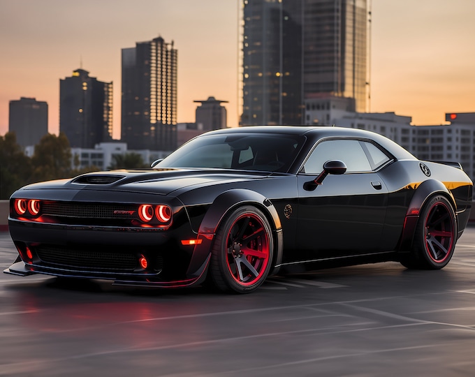 Black Dodge Challenger Hellcat - Etsy