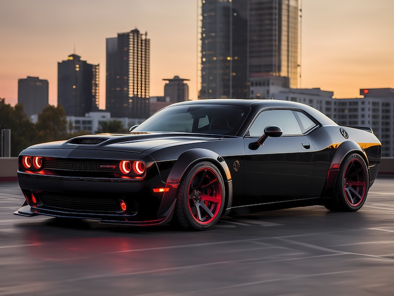 Black Dodge Challenger Hellcat - Etsy