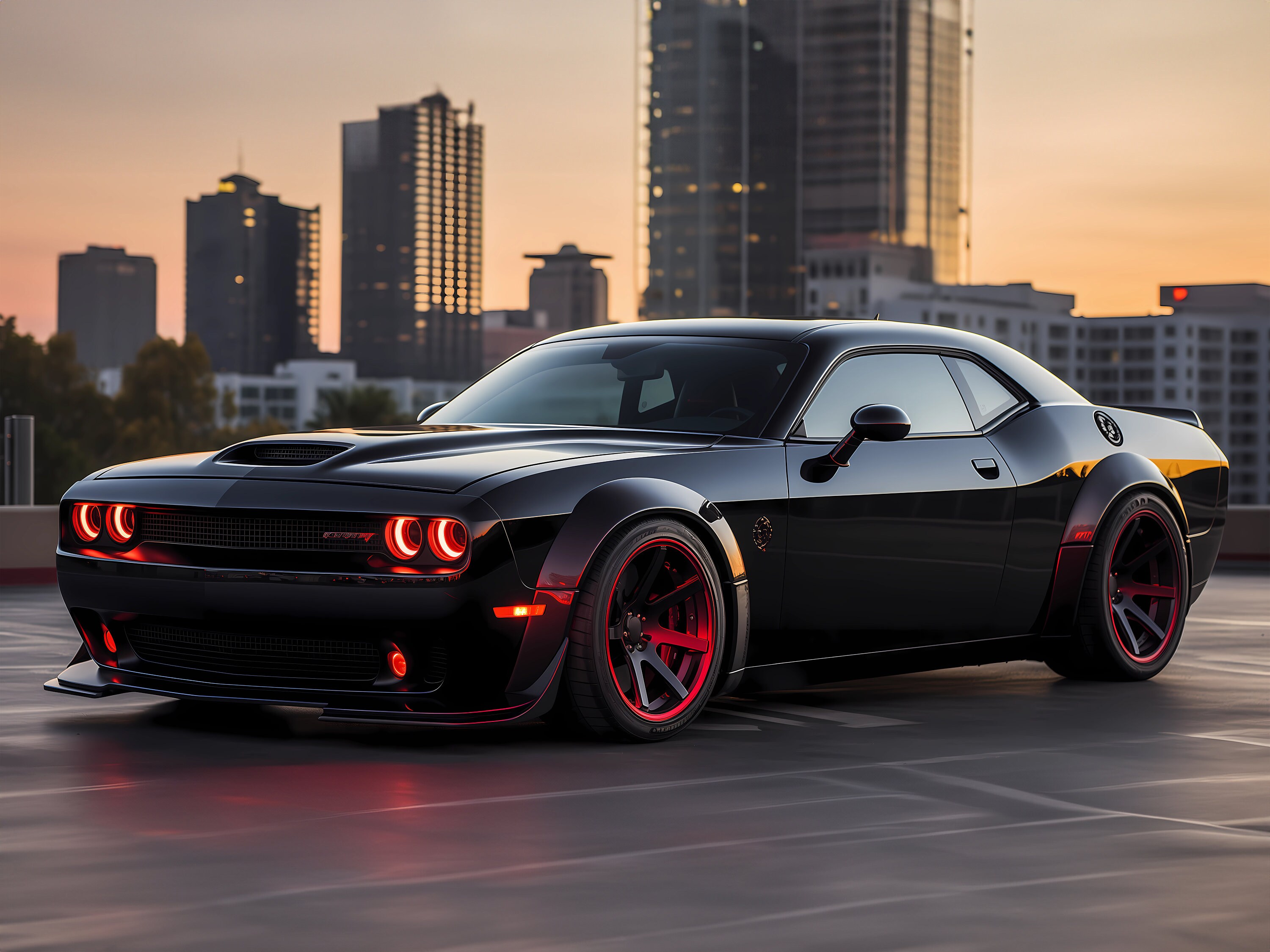 Black Dodge Challenger Hellcat Etsy