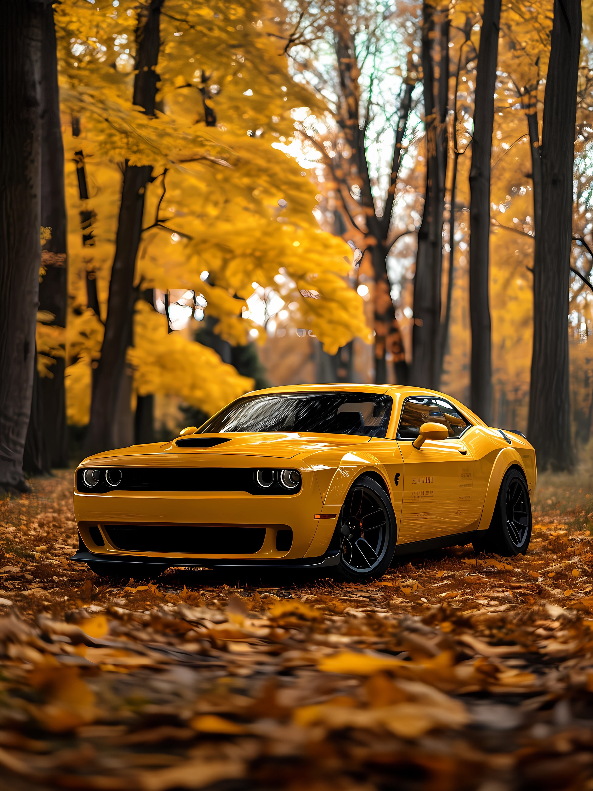 Yellow Dodge Challenger Hellcat - Etsy