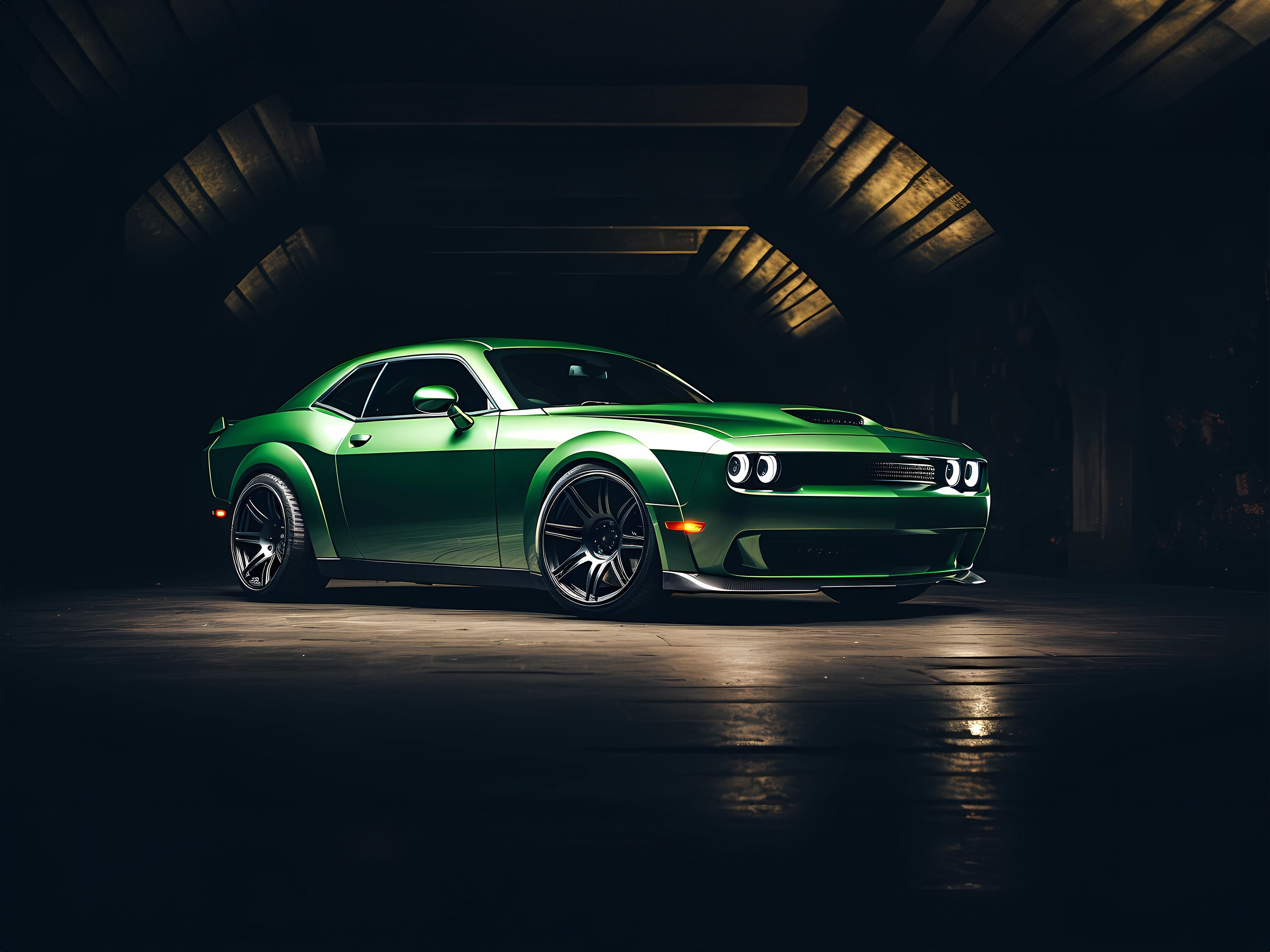Green Dodge Challenger Hellcat - Etsy