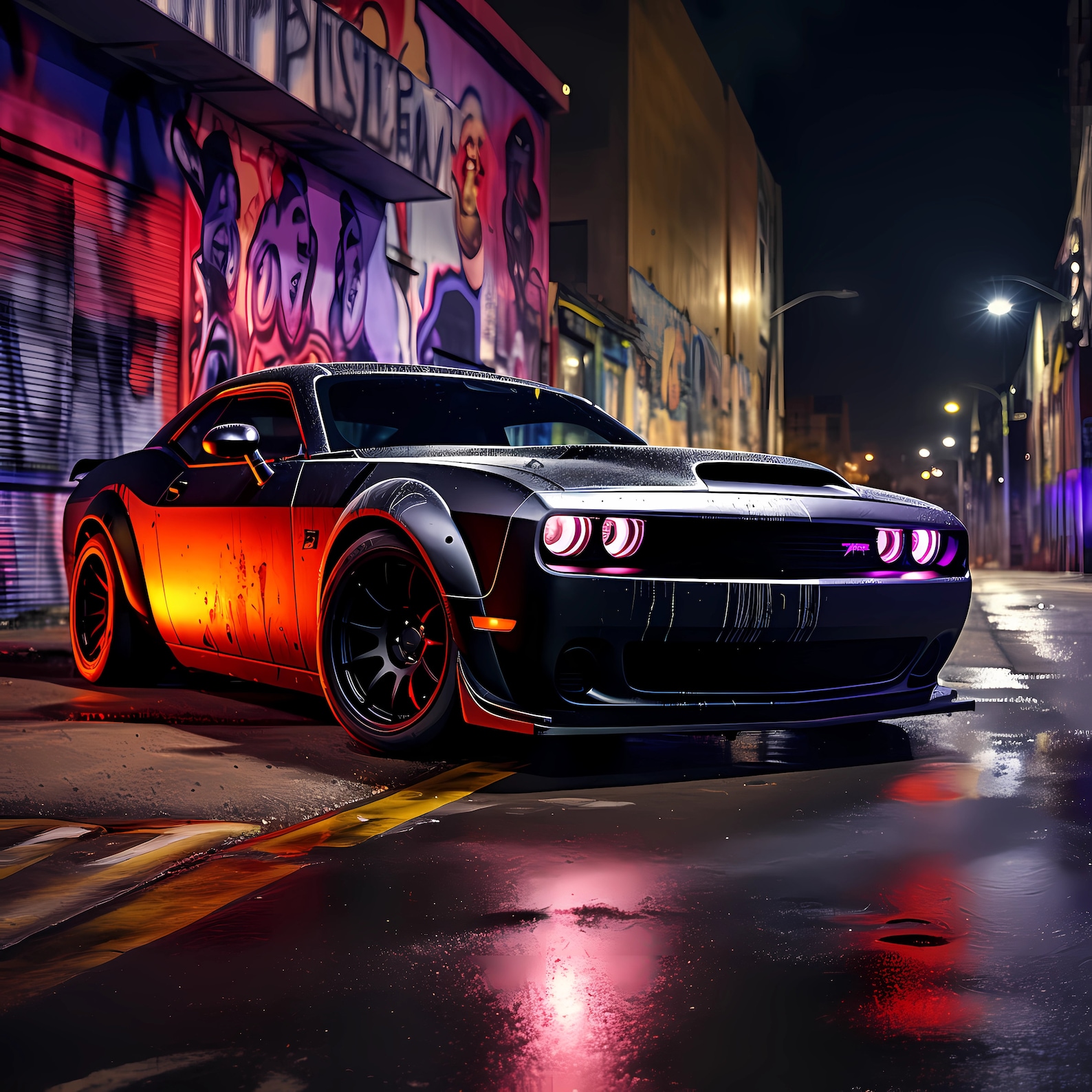 Black Dodge Challenger Hellcat - Etsy