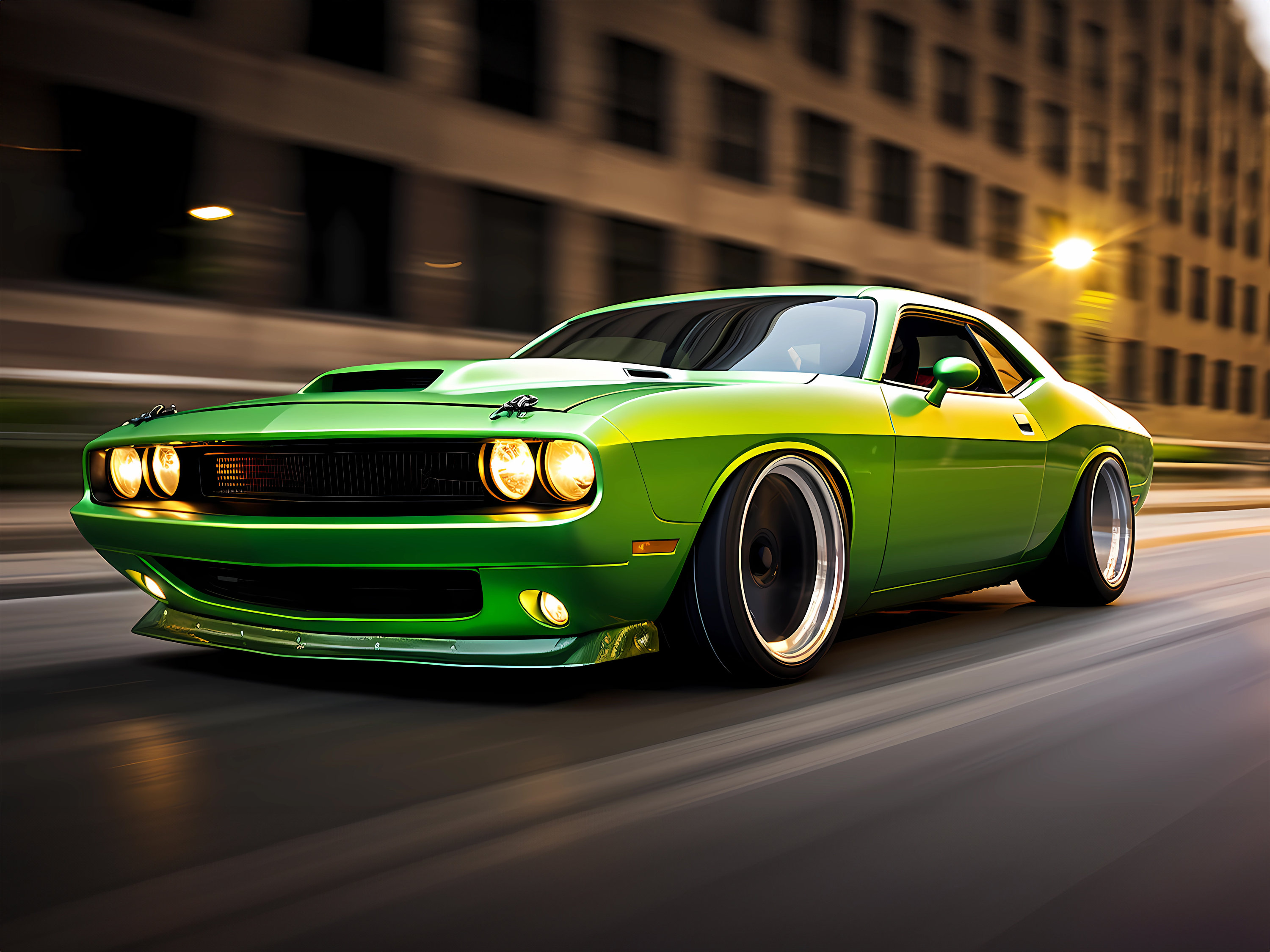 Green Dodge Challenger - Etsy