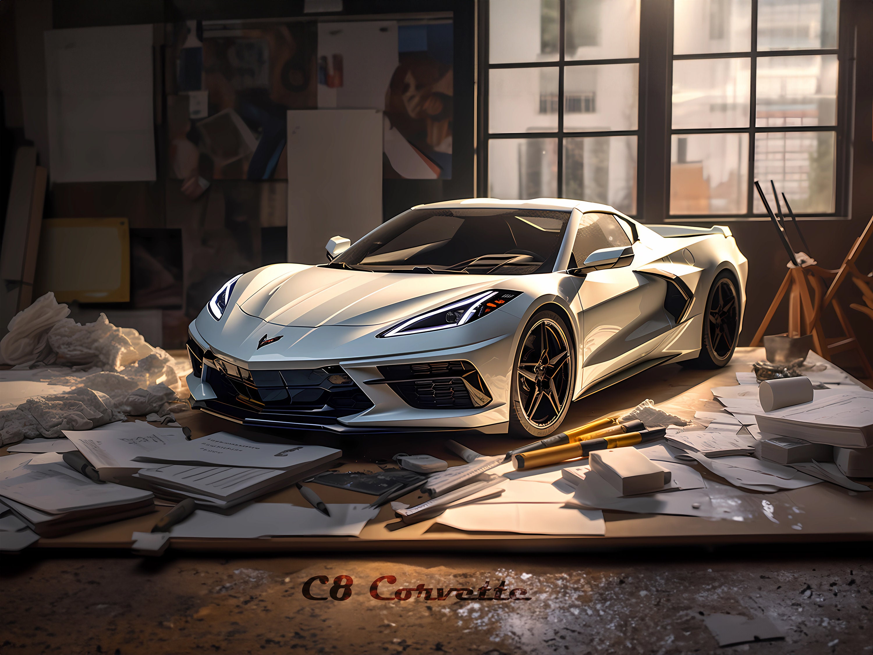 White C8 Corvette - Etsy