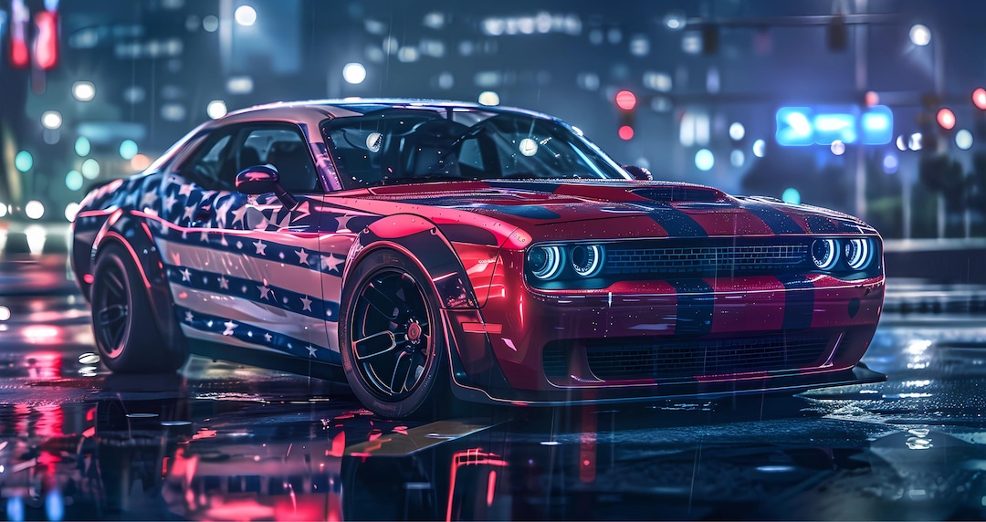 Dodge Challenger American Flag Theme - Etsy
