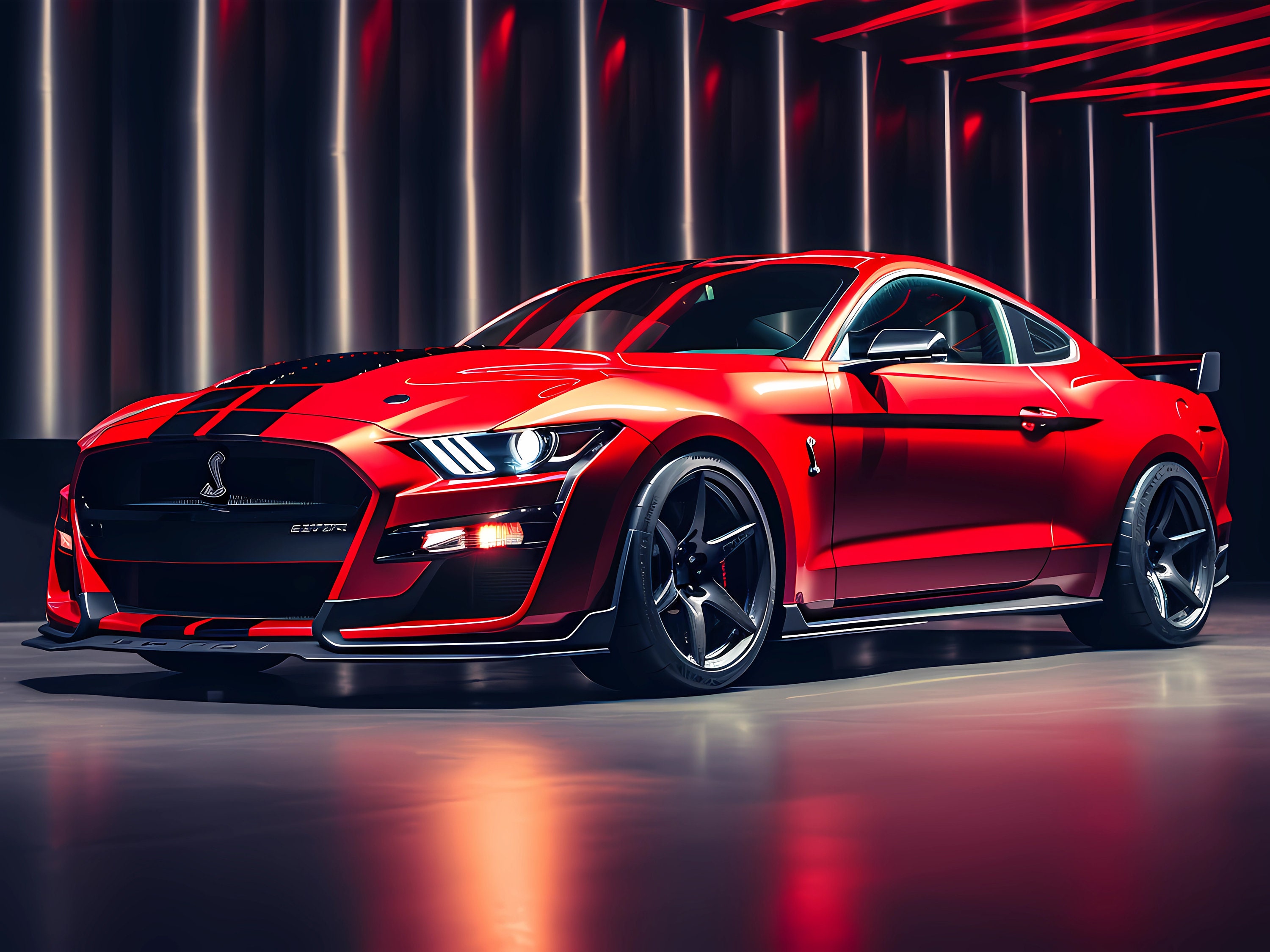 Red Shelby Ford Mustang GT500 - Etsy